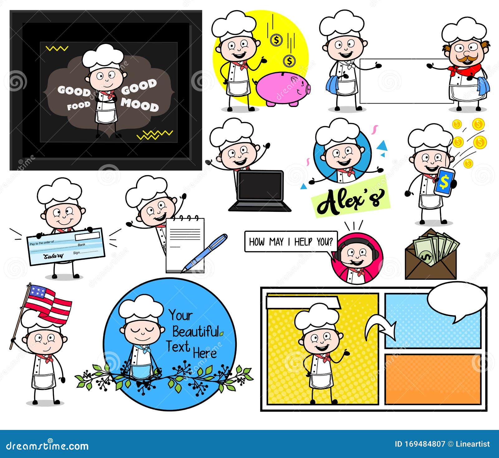 Cartoon Chef Different Concepts - Collection of Comic Vector ...