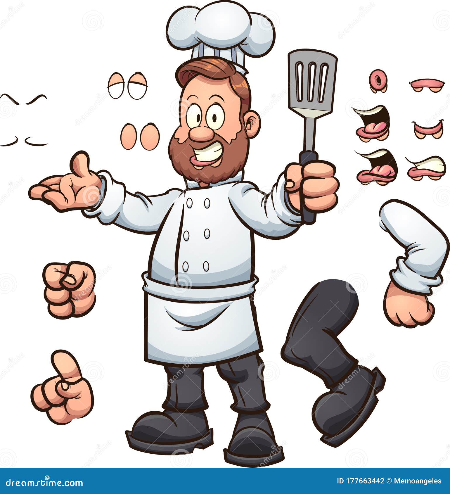 Cartoon Chef with Different Poses and Expressions Stock Vector ...