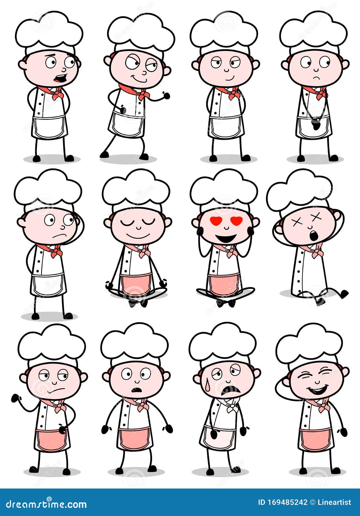 Cartoon Chef Different Poses - Set of Concepts Vector Illustrations ...
