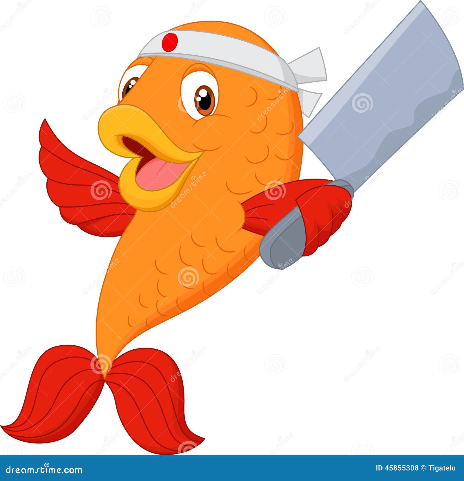 Cartoon Chef Fish Holding Spatula Stock Vector - Illustration of ...