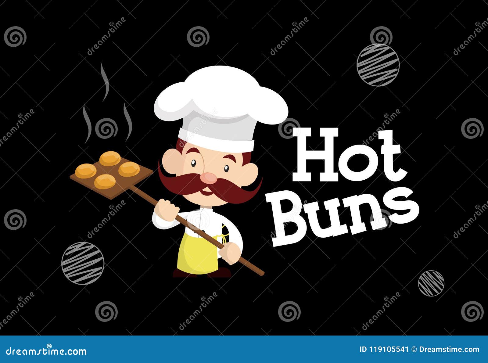 Cartoon Chef Hot Buns Flat Vector Illustration Design Stock Vector ...