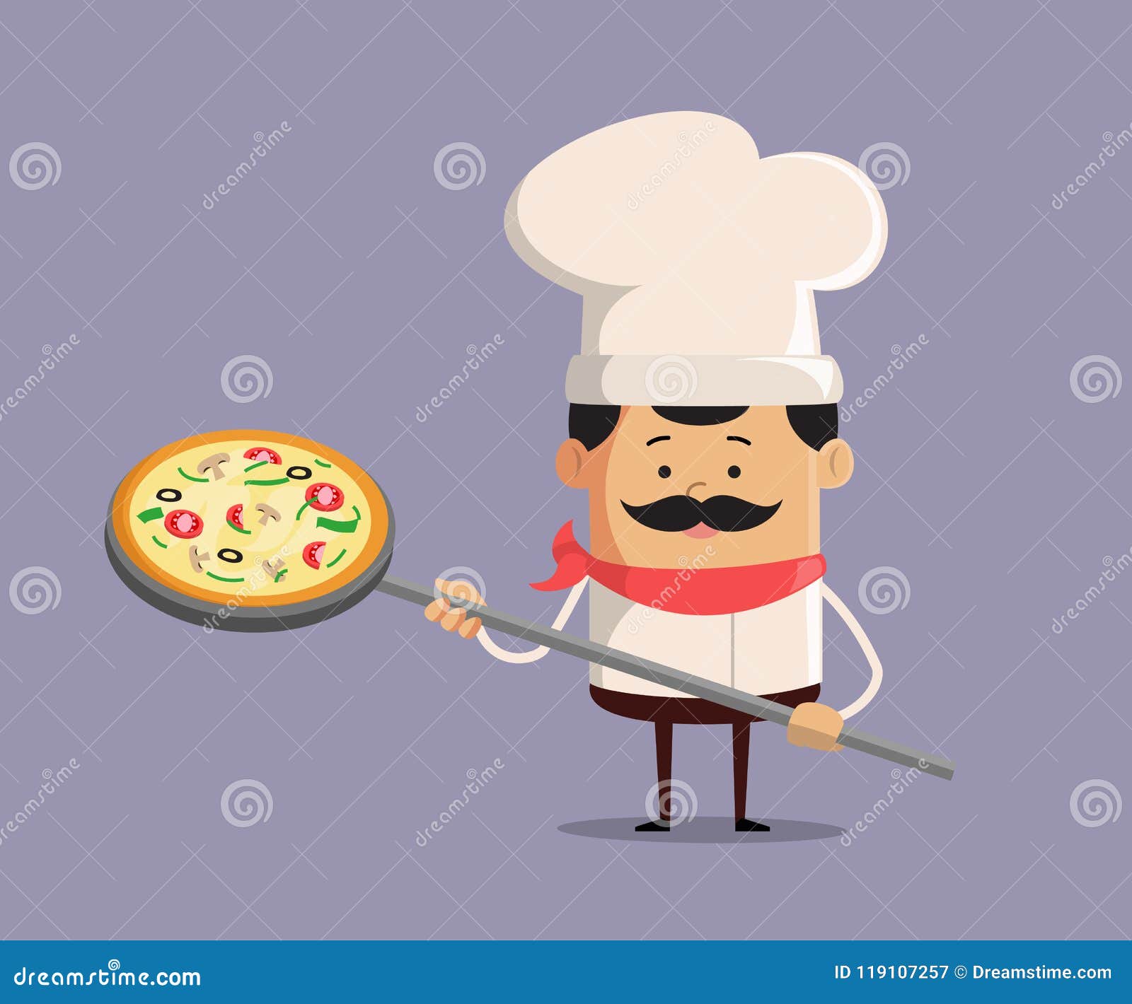 Cartoon Chef Making Pizza Flat Vector Illustration Design Stock Vector ...