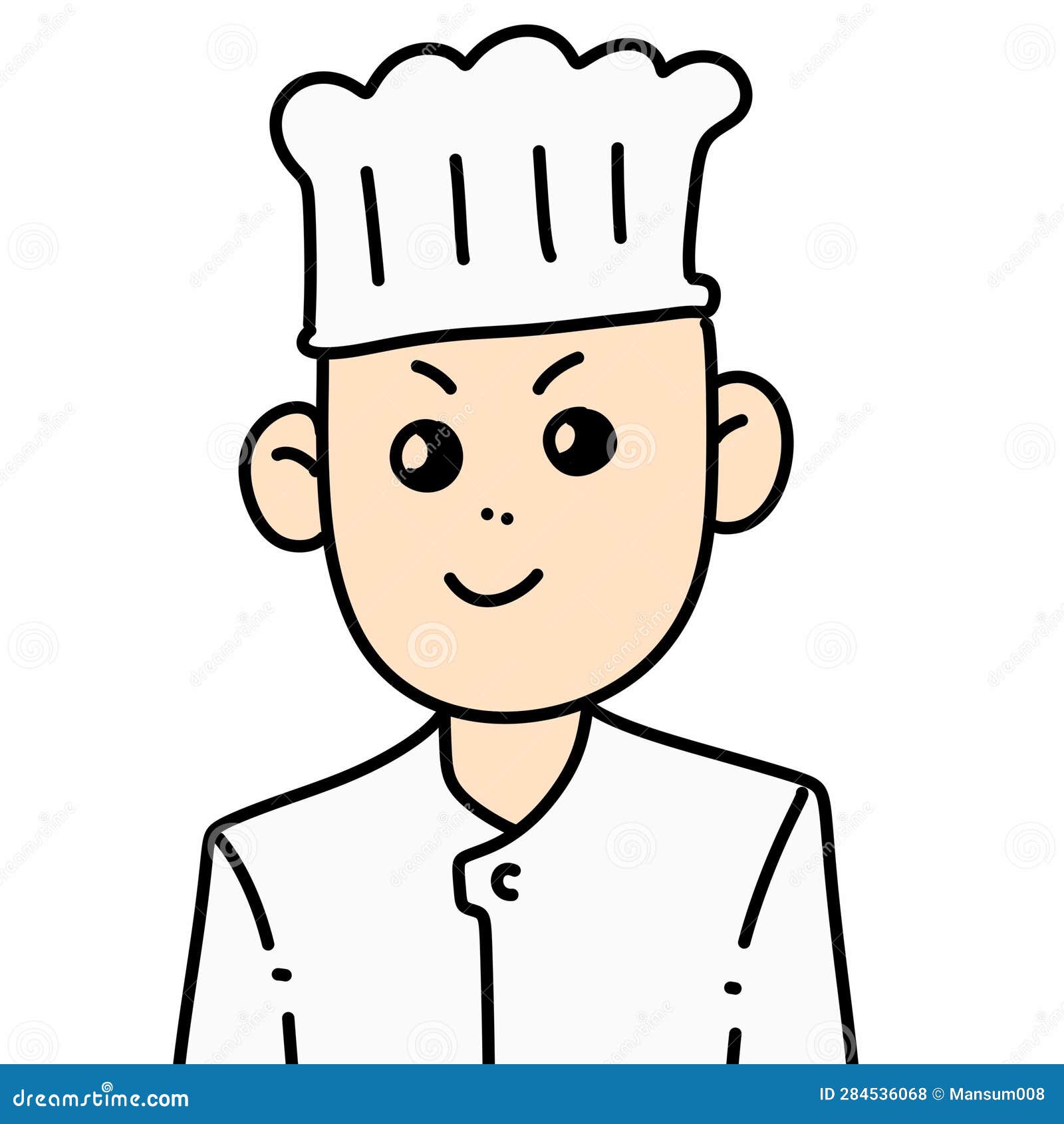Cartoon Chef Man Face on White Background Stock Illustration ...