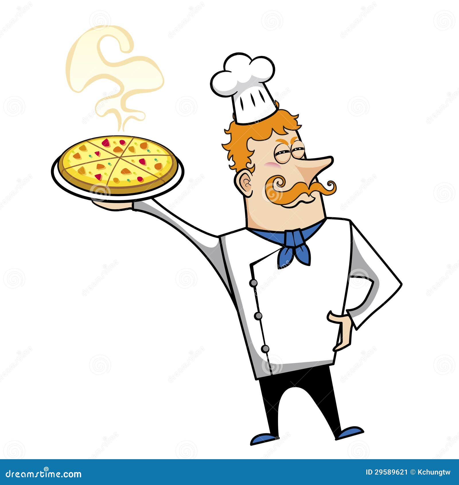 Cartoon Chef with Pizza stock vector. Illustration of cook - 29589621