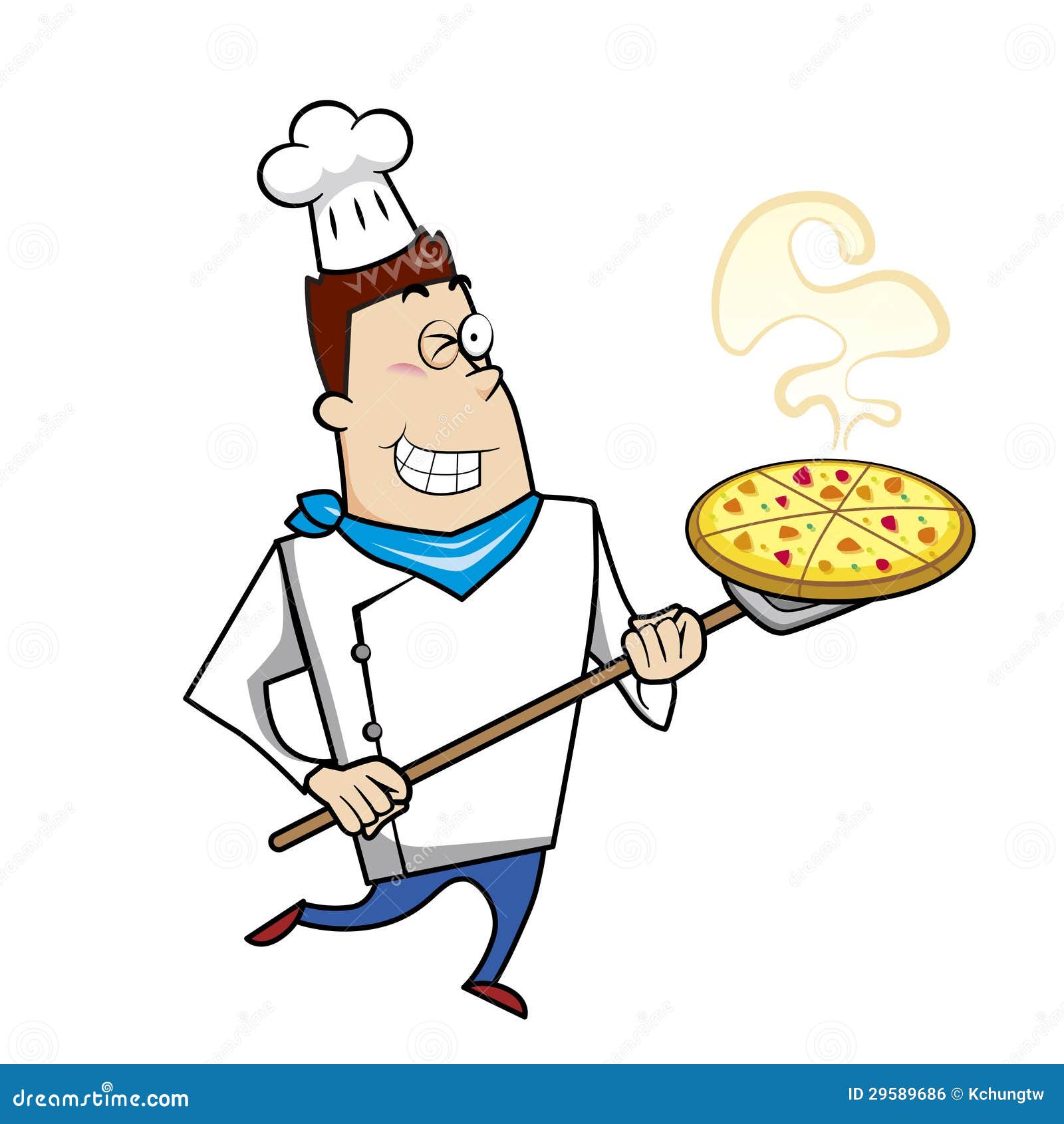 Cartoon Chef with Pizza stock vector. Illustration of grinning - 29589686