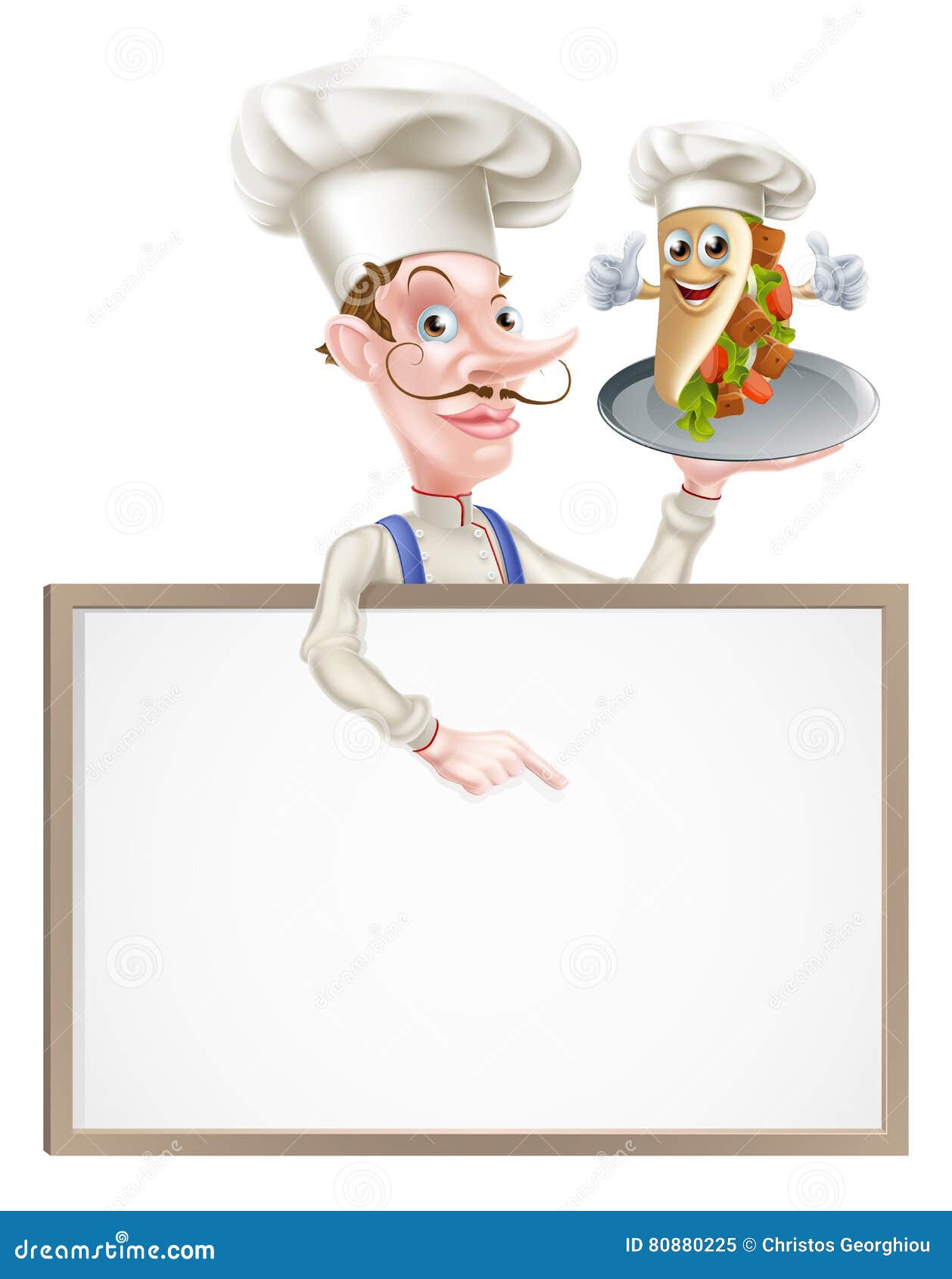Cartoon Chef Pointing at Kebab Sign Stock Vector - Illustration of ...