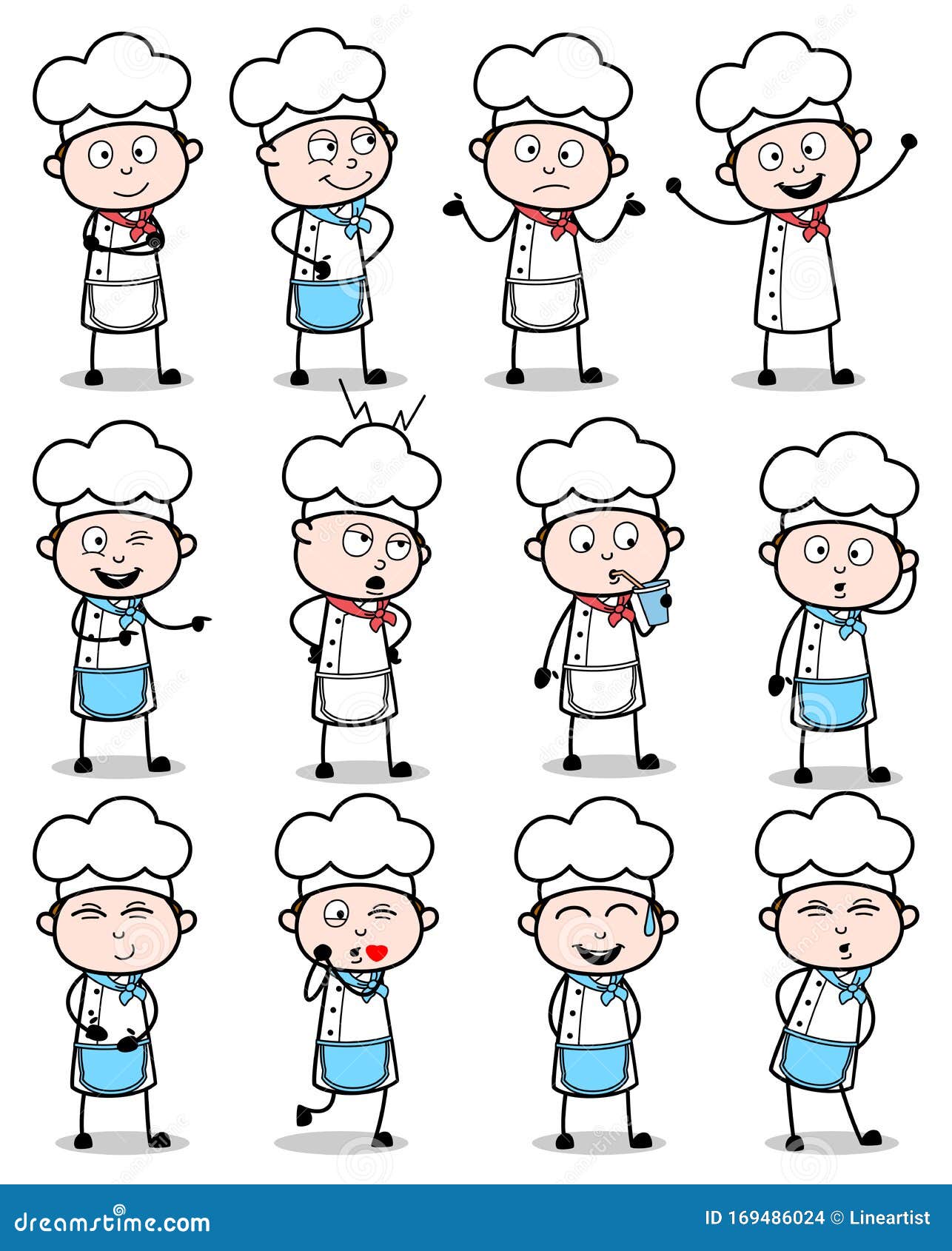 Cartoon Chef Poses - Set of Concepts Vector Illustrations Stock Vector ...