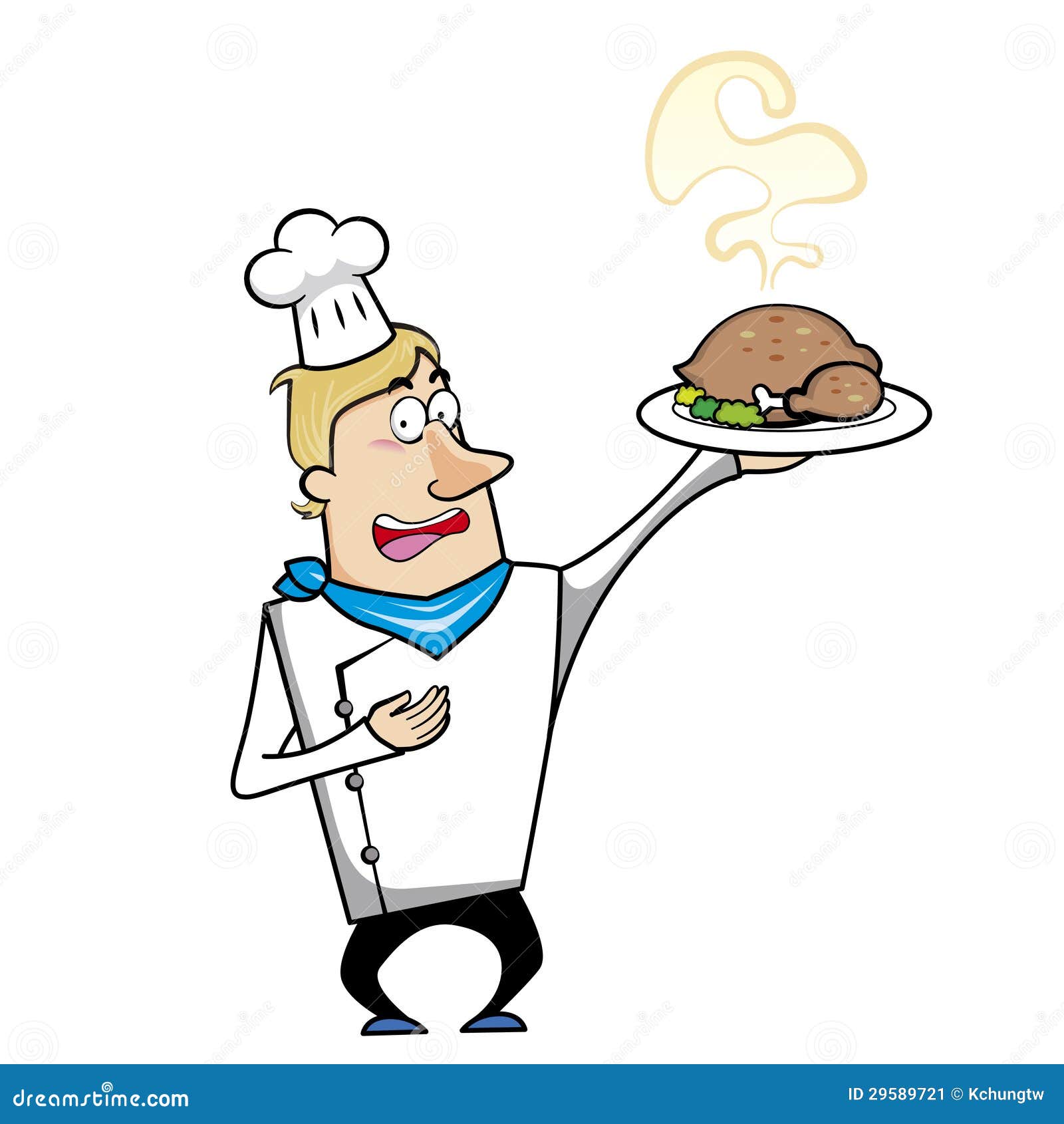 Cartoon Chef with Roast Turkey Stock Vector - Illustration of happy ...