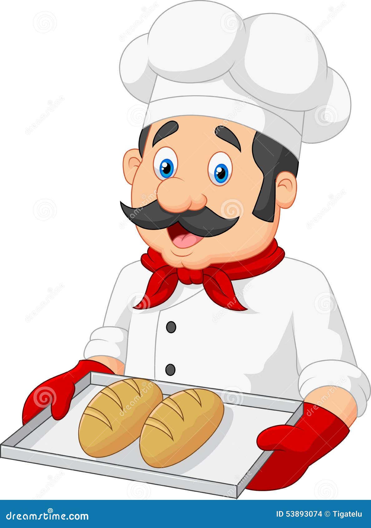 Cartoon Chef Serving bread stock vector. Illustration of food - 53893074
