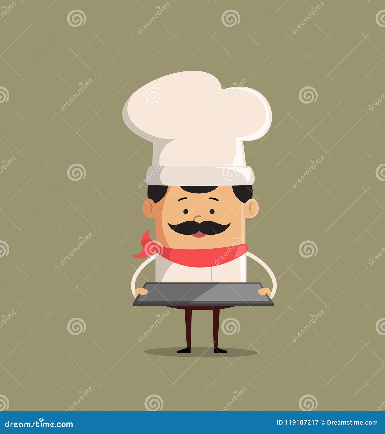 Cartoon Chef with Serving Plate Flat Vector Illustration Design Stock ...