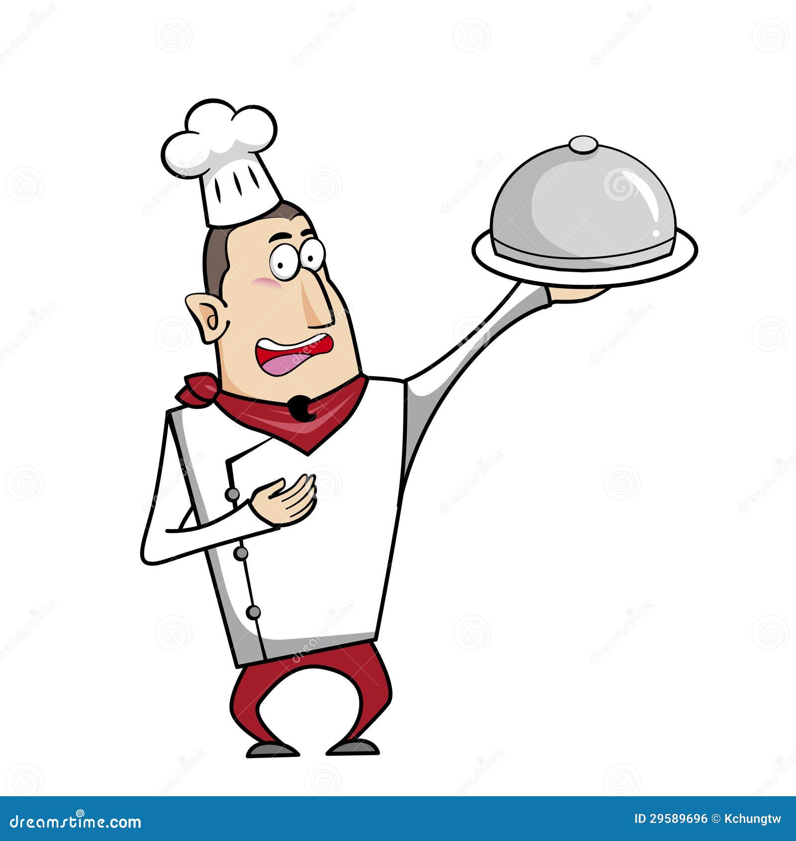 Cartoon Chef with Serving Tray Stock Vector - Illustration of humor ...
