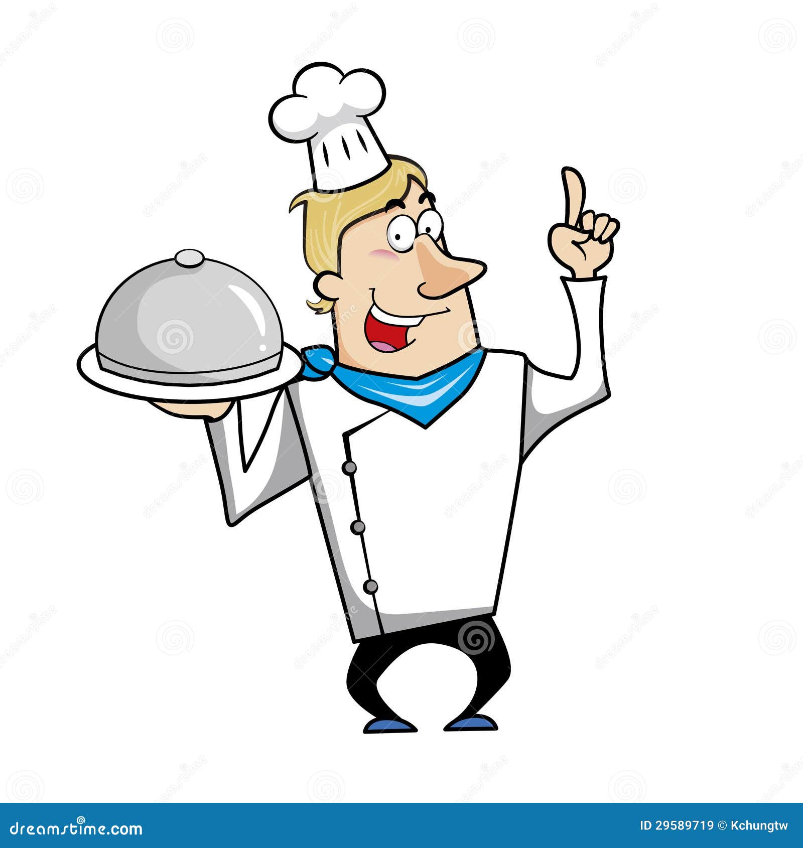 Cartoon Chef with Serving Tray Stock Vector - Illustration of blonds ...