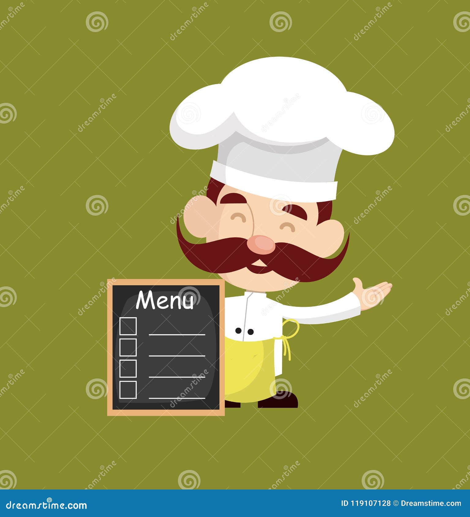 Cartoon Chef Showing Menu Flat Vector Illustration Design Stock Vector ...