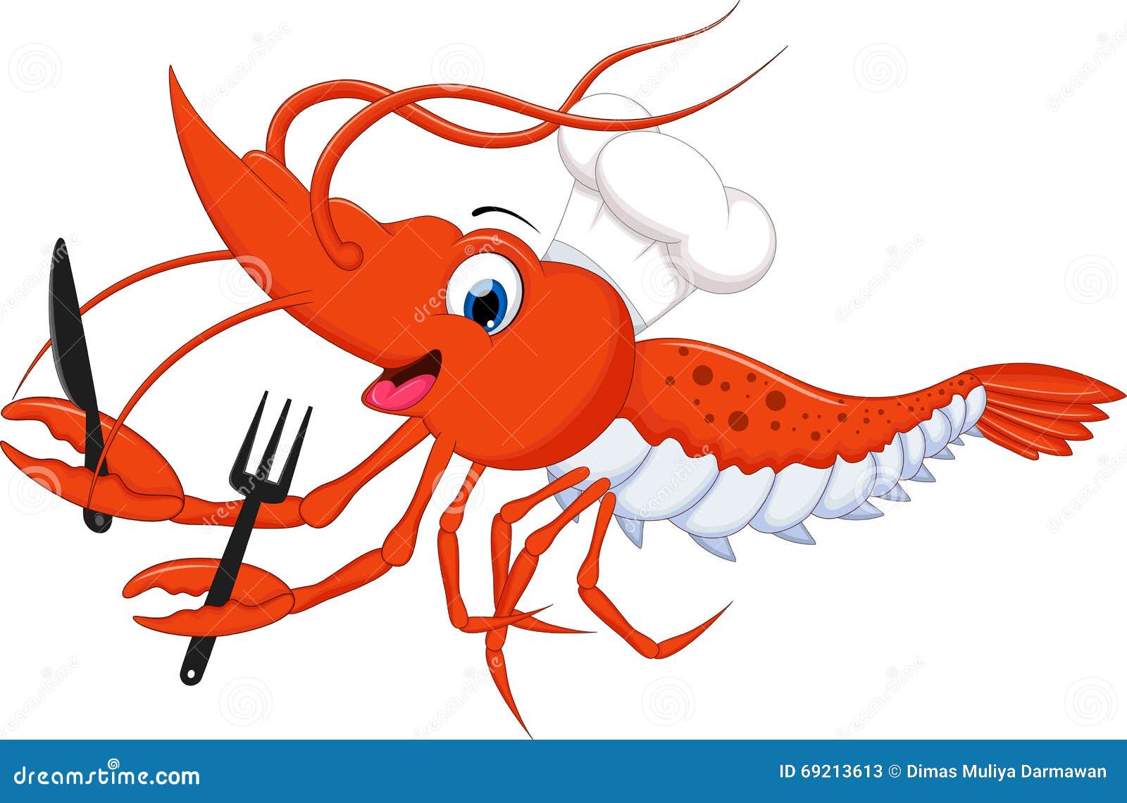 Cartoon chef shrimp stock illustration. Illustration of isolated - 69213613