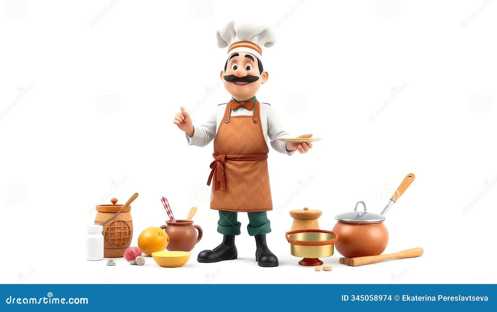 Cartoon Chef is Standing in Front of a Table with Various Cooking ...
