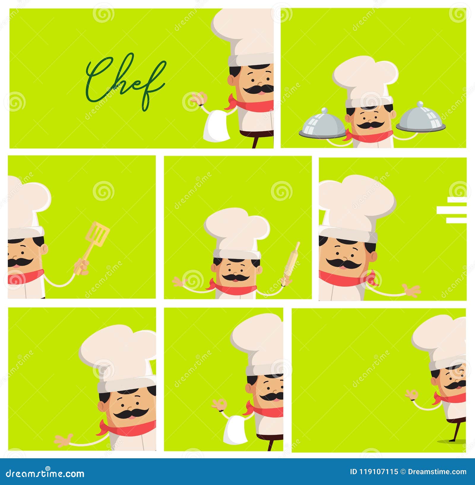 Cartoon Chef Story in Comic Flat Vector Illustration Design Stock ...