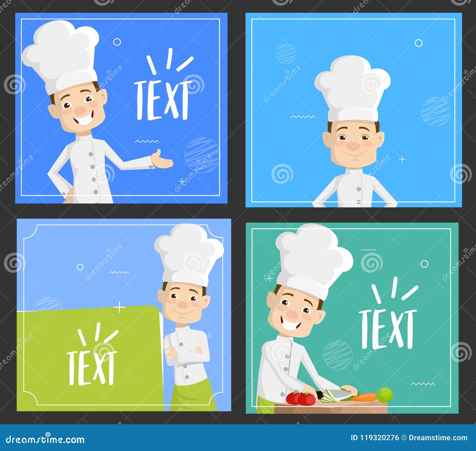 Cartoon Chef Templates Background Flat Vector Illustration Design Stock ...