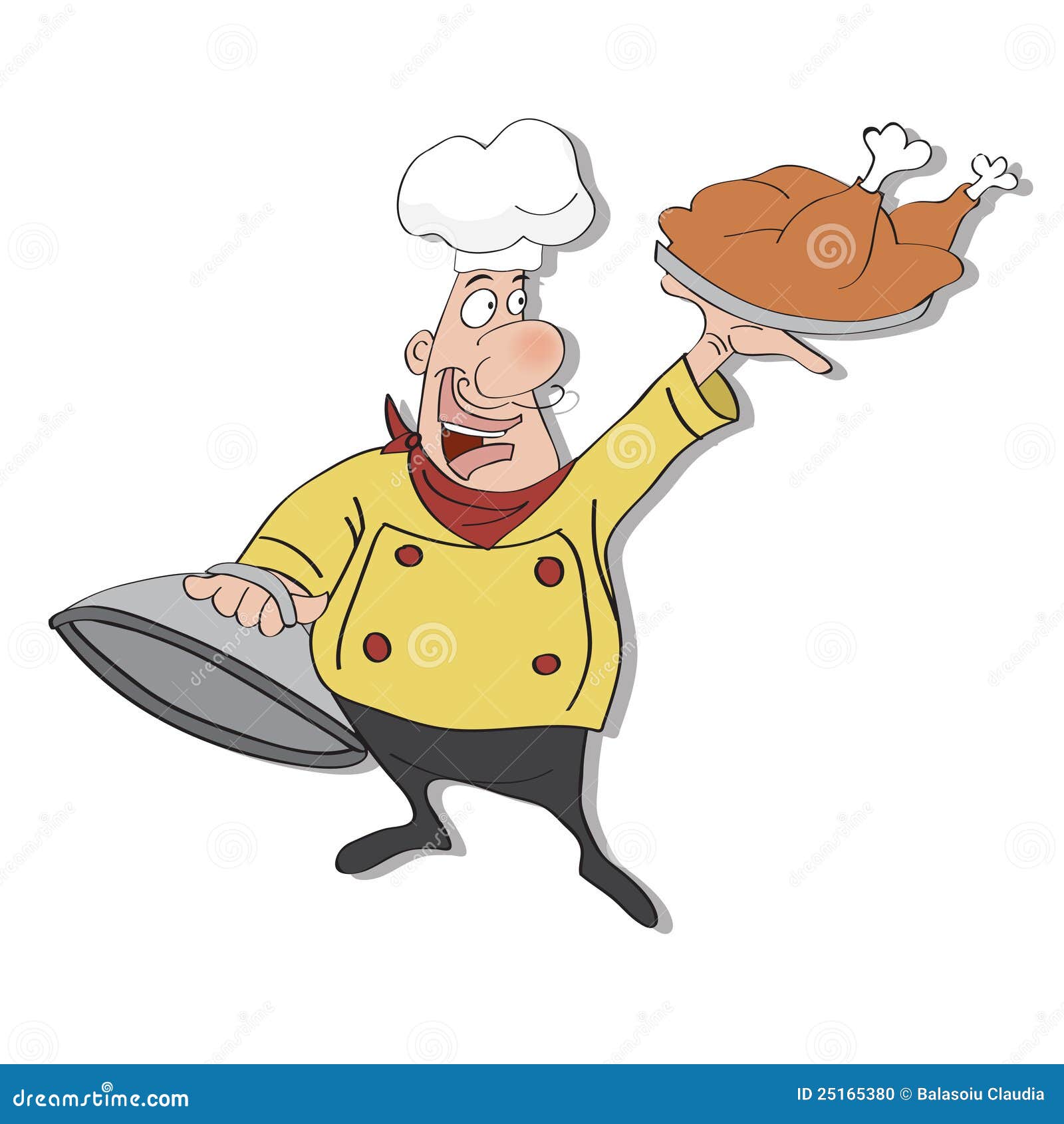 Cartoon Chef with Tray of Food in Hand Stock Vector - Illustration of ...