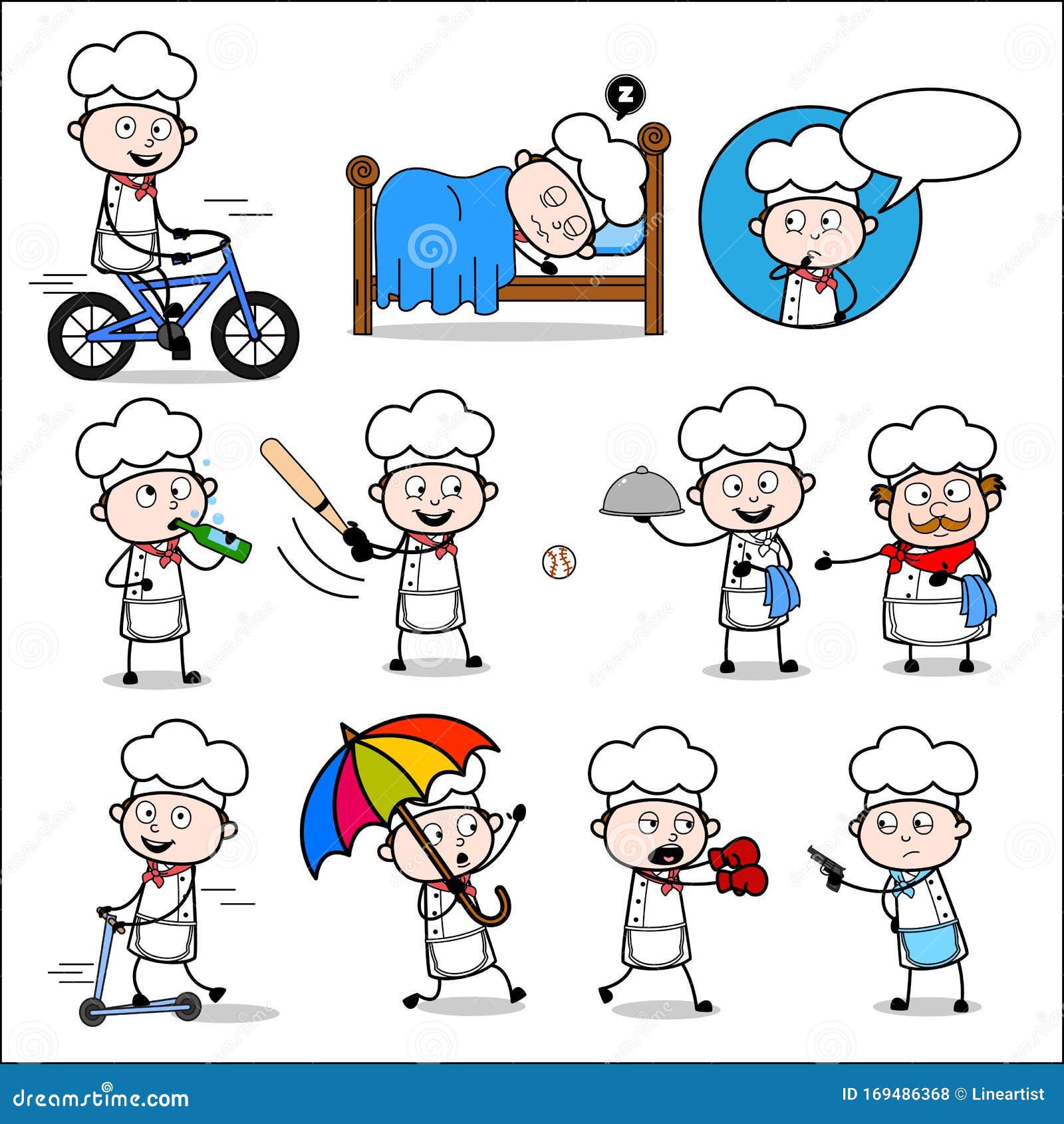 Cartoon Chef with Various Concepts - Comic Concepts Vector ...