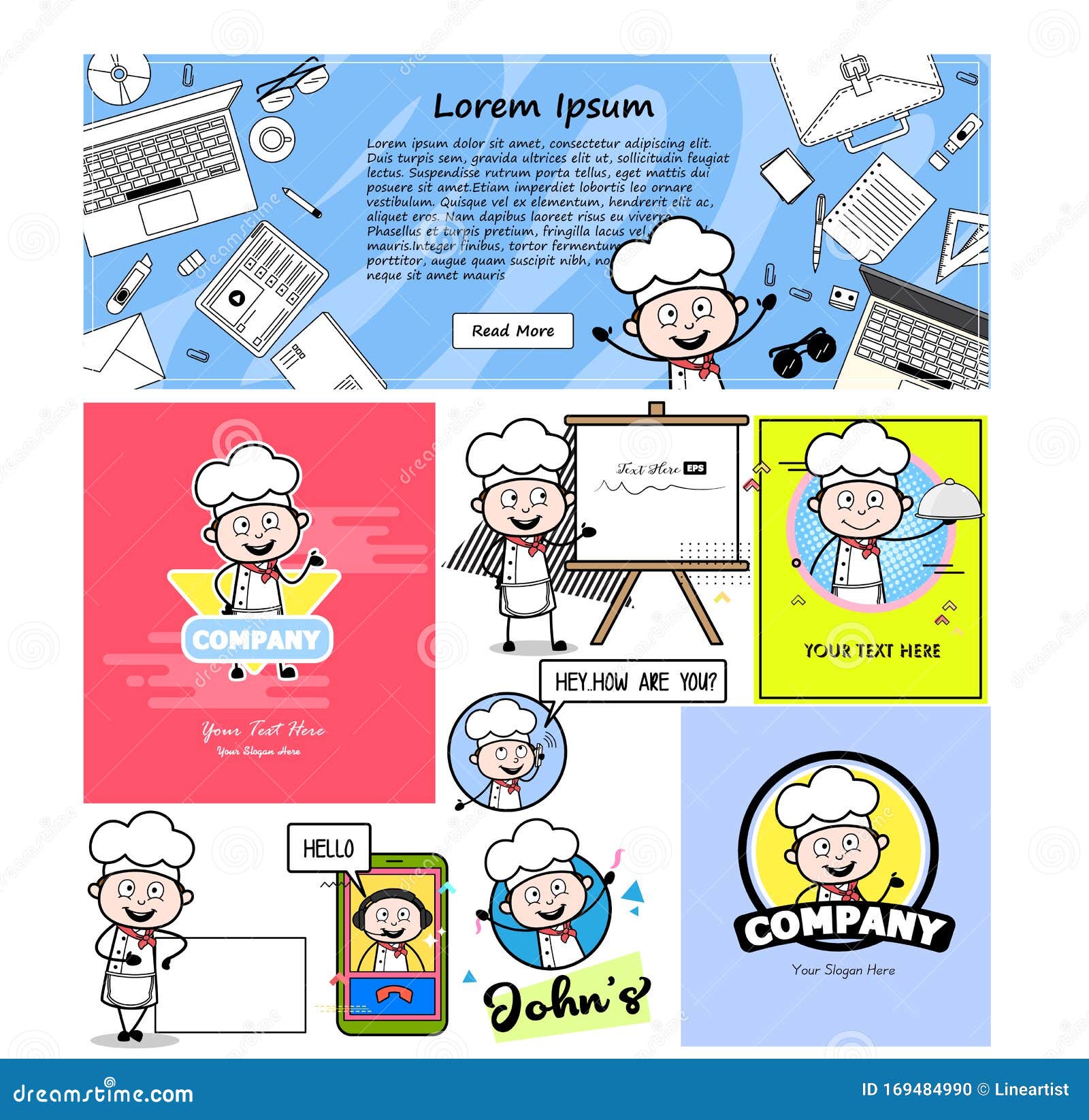 Cartoon Chef With Various Templates - Set Of Concepts Vector ...