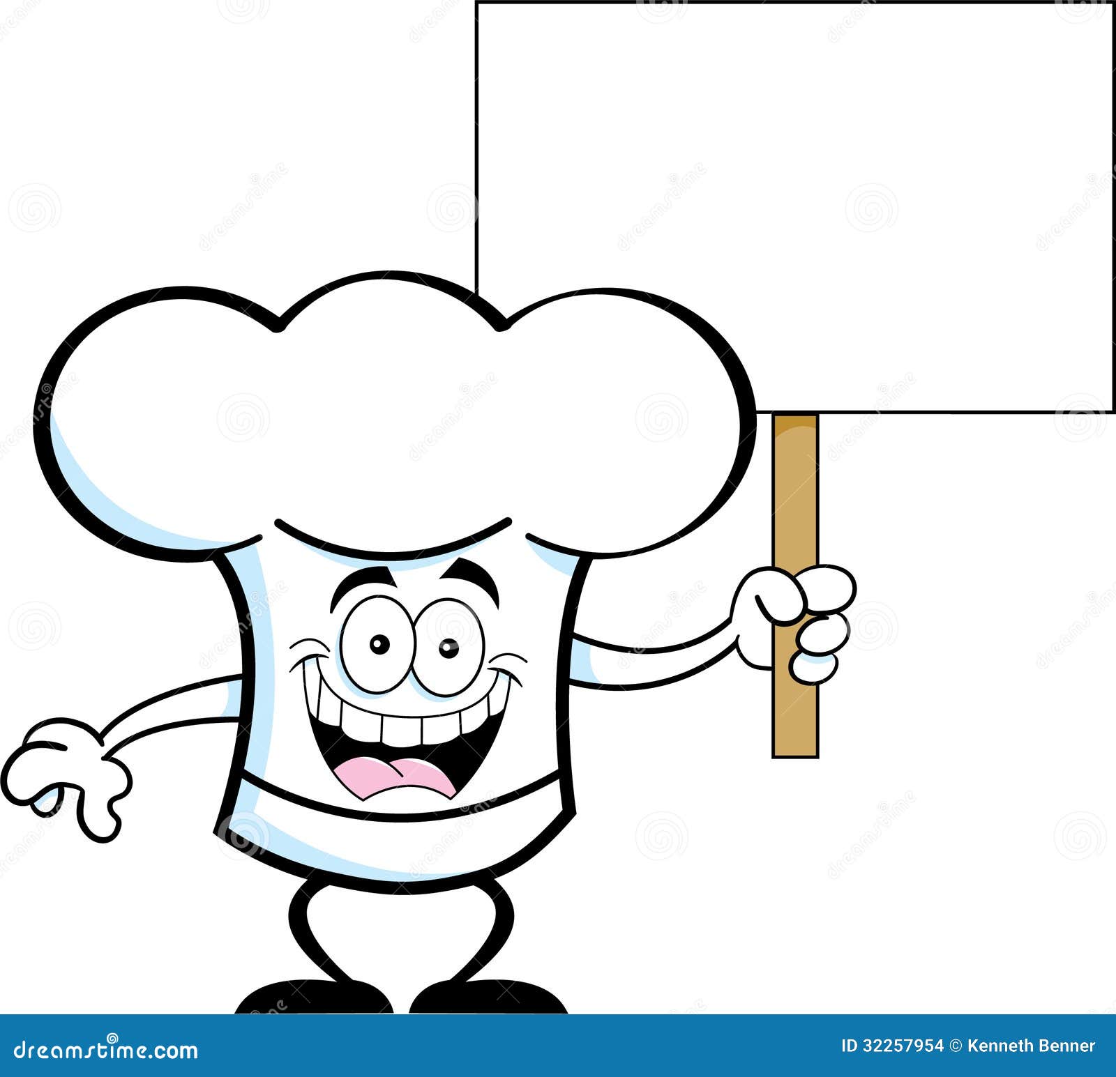 Cartoon Chefs Hat Holding a Sign Stock Vector - Illustration of funny ...