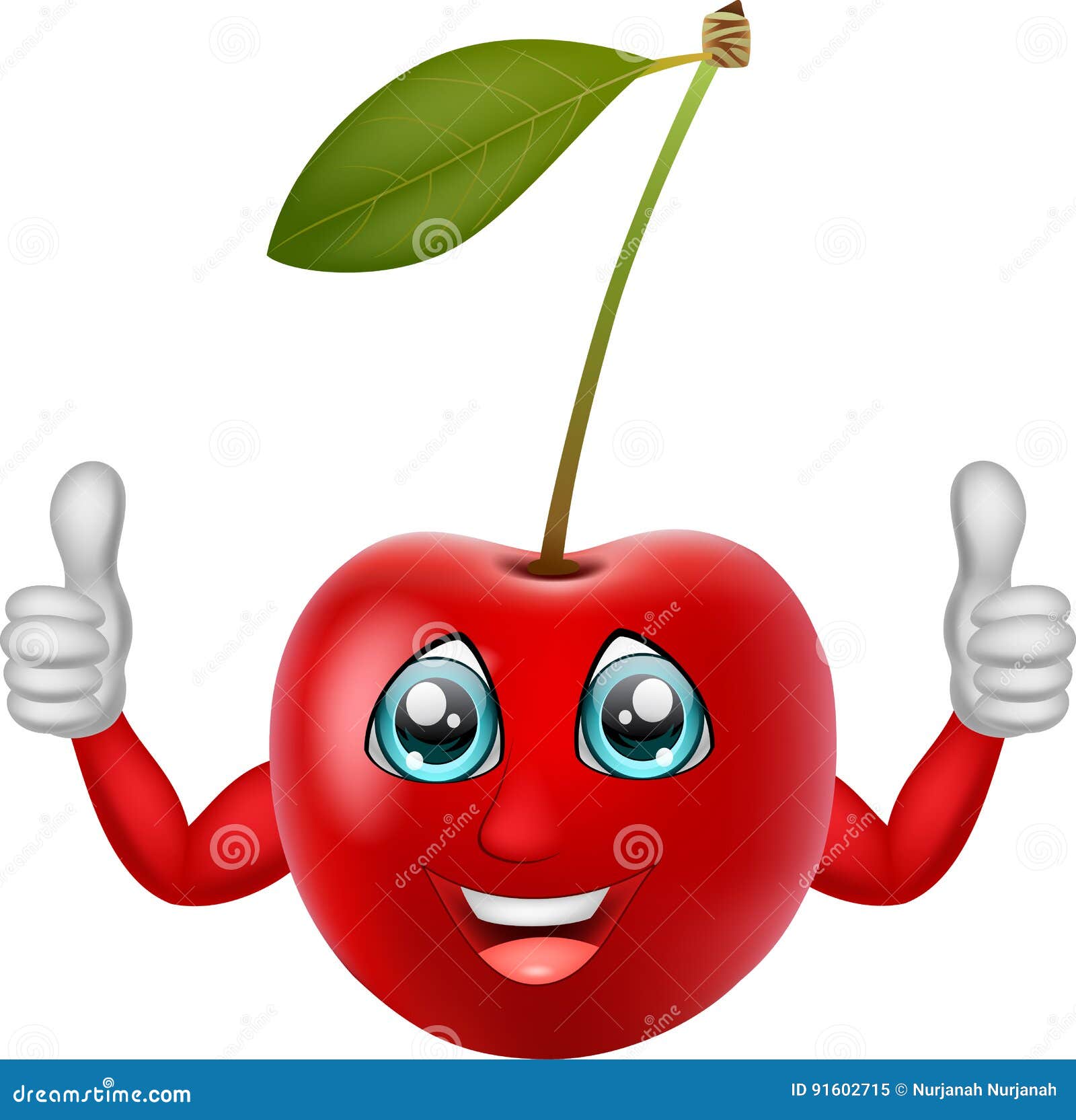 Cartoon Cherry Giving Thumbs Up. Stock Vector - Illustration of health ...