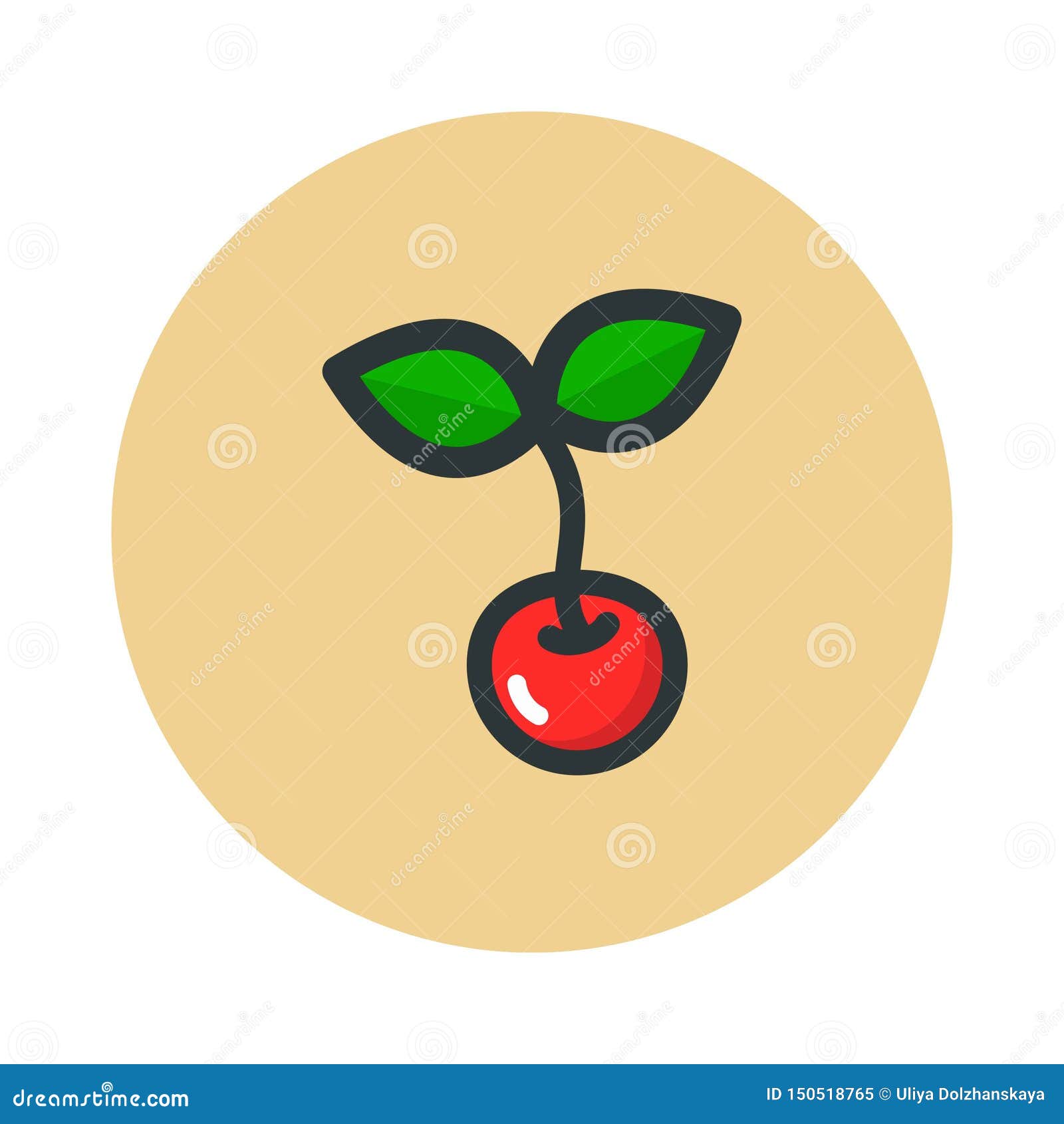 Cartoon Cherry Vector One Icon Stock Illustration - Illustration of ...