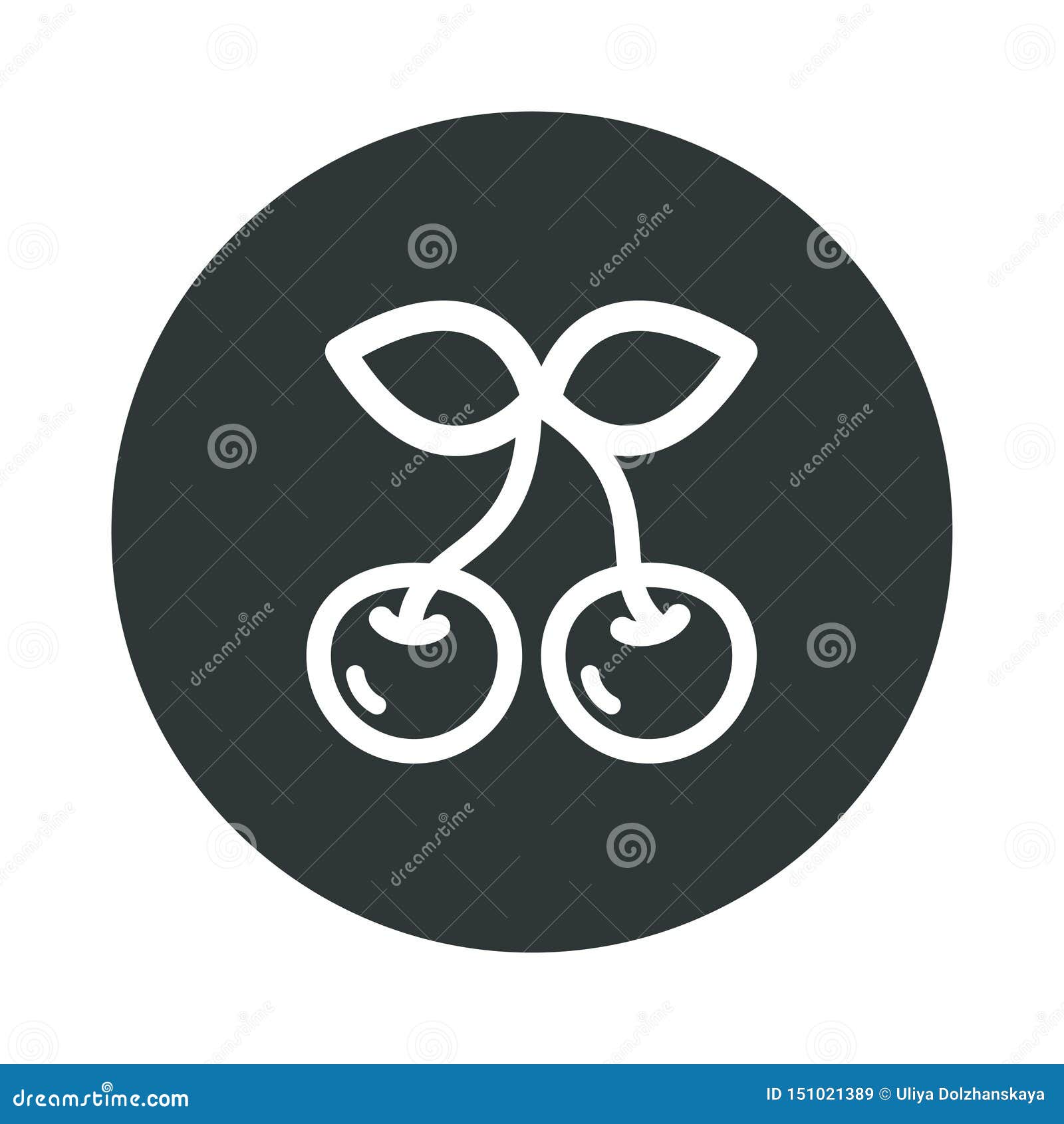 Cartoon Cherry Vector Outline Icon Black Stock Vector - Illustration of ...