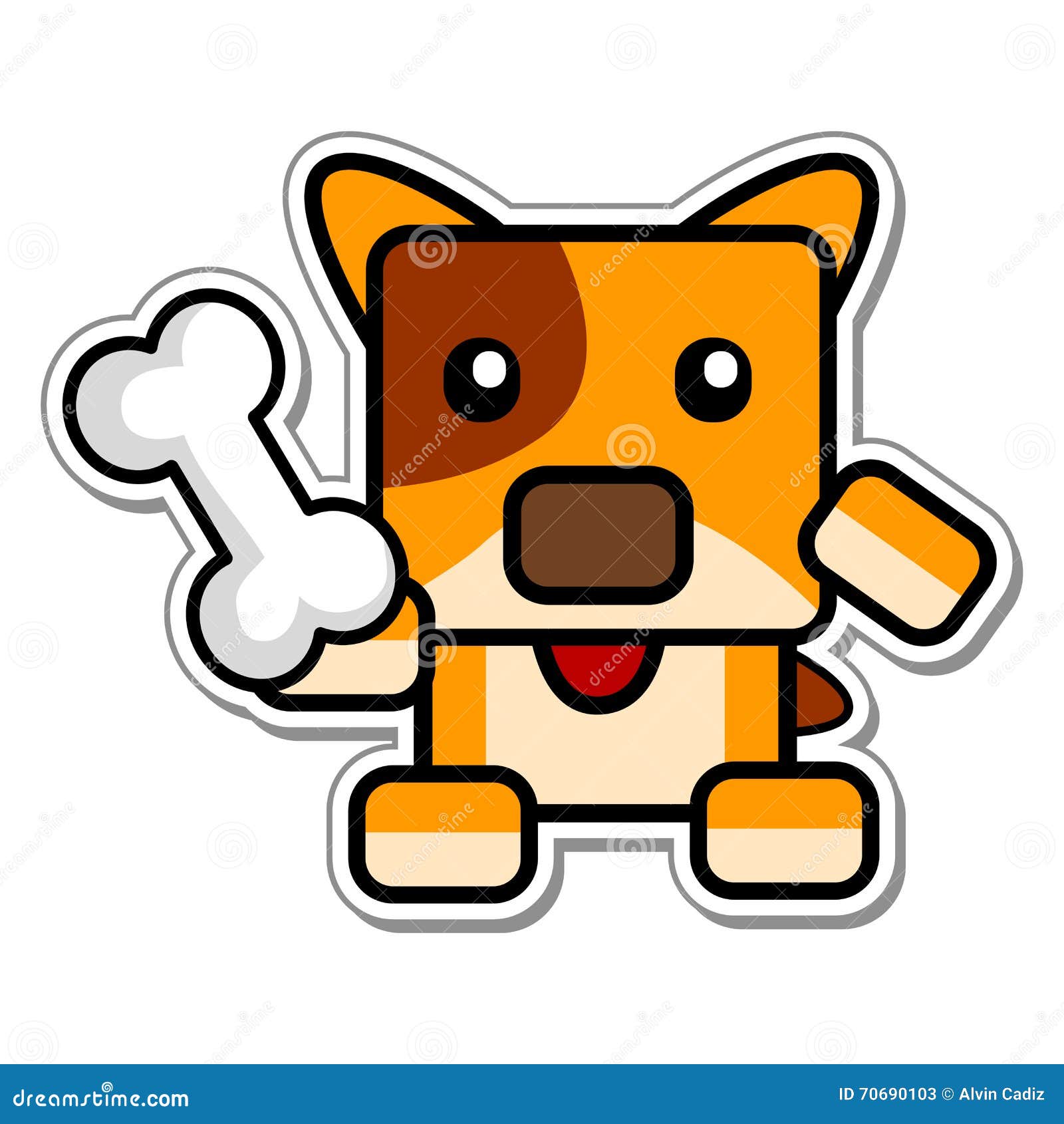 Cartoon Chibi Dog Holding Bone Stock Vector - Illustration of rover ...