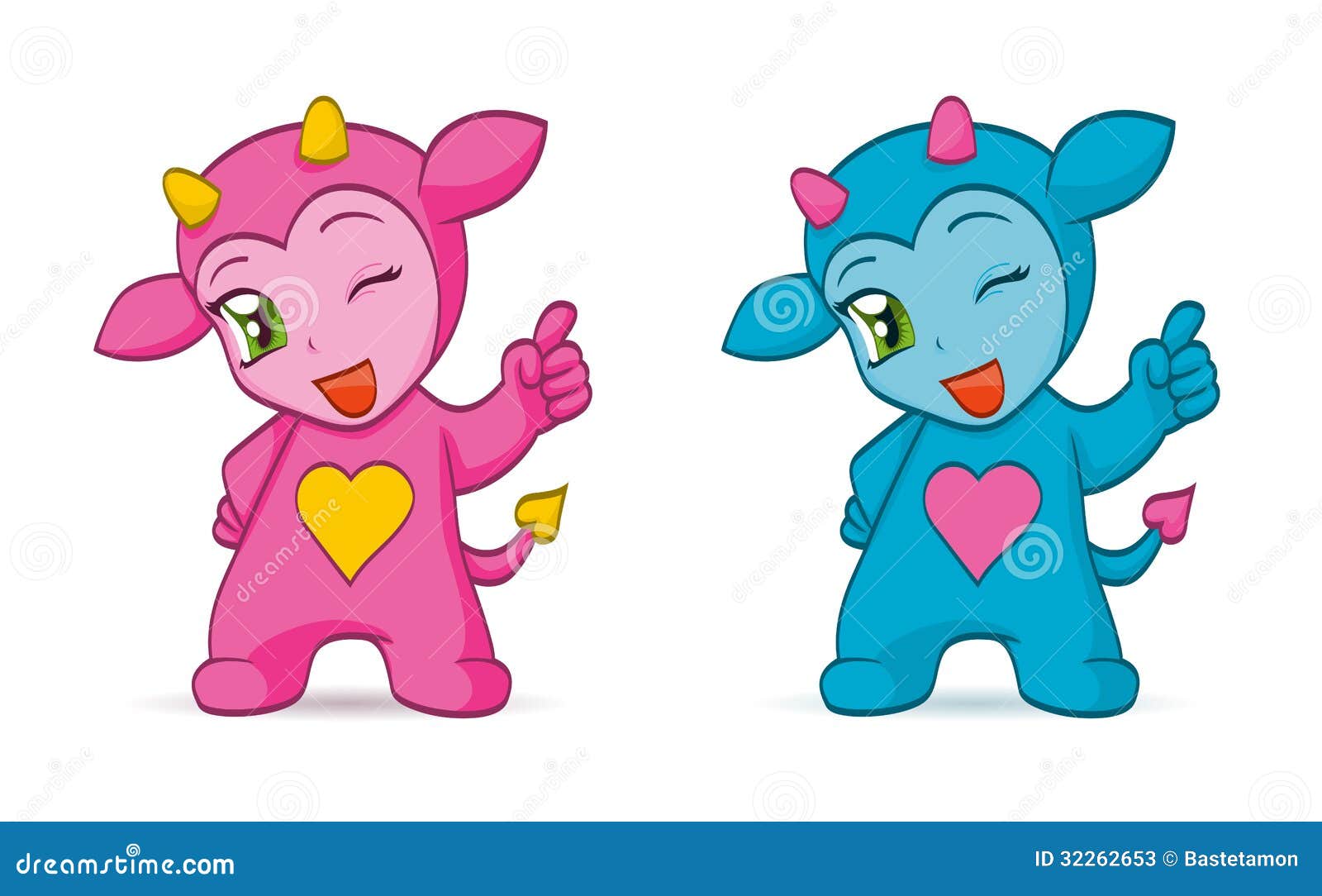 Cartoon chibi imps stock vector. Illustration of collection - 32262653