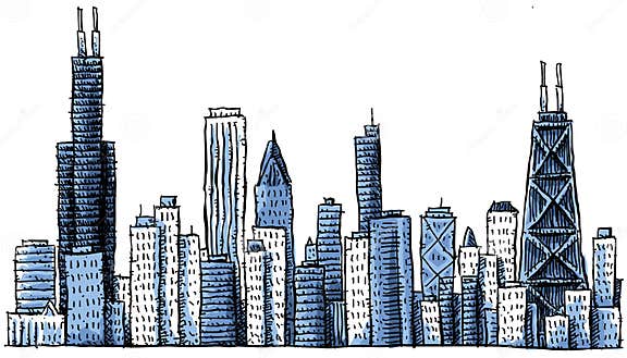 Cartoon Chicago Skyline stock illustration. Illustration of chicago ...