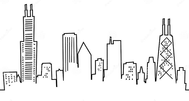Cartoon Chicago Skyline stock illustration. Illustration of chicago ...