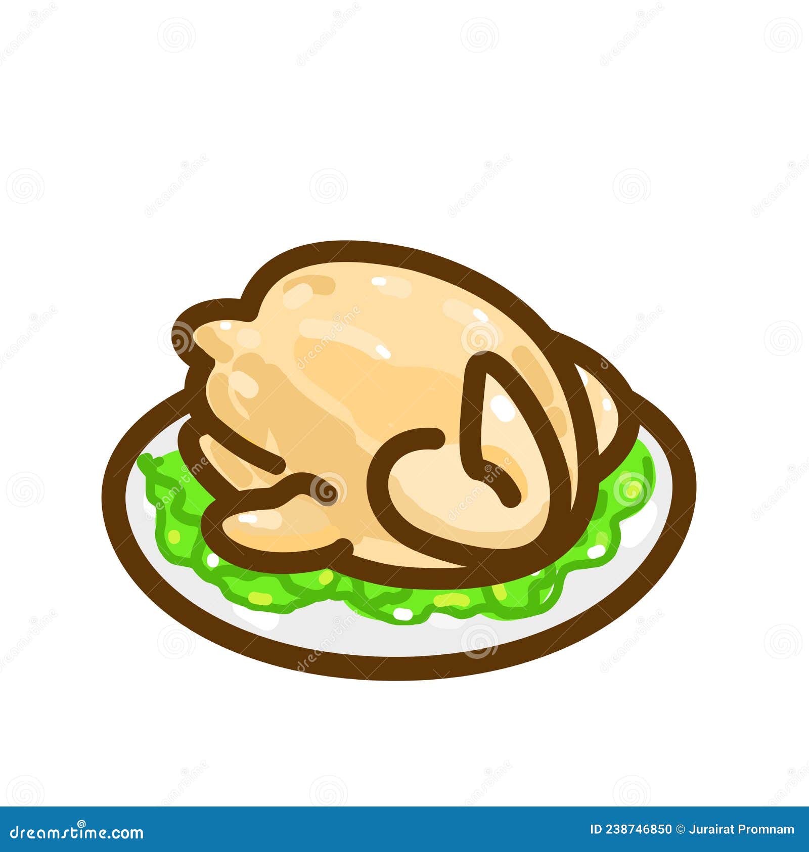 Cartoon Chichen on the Dish. Stock Illustration - Illustration of ...