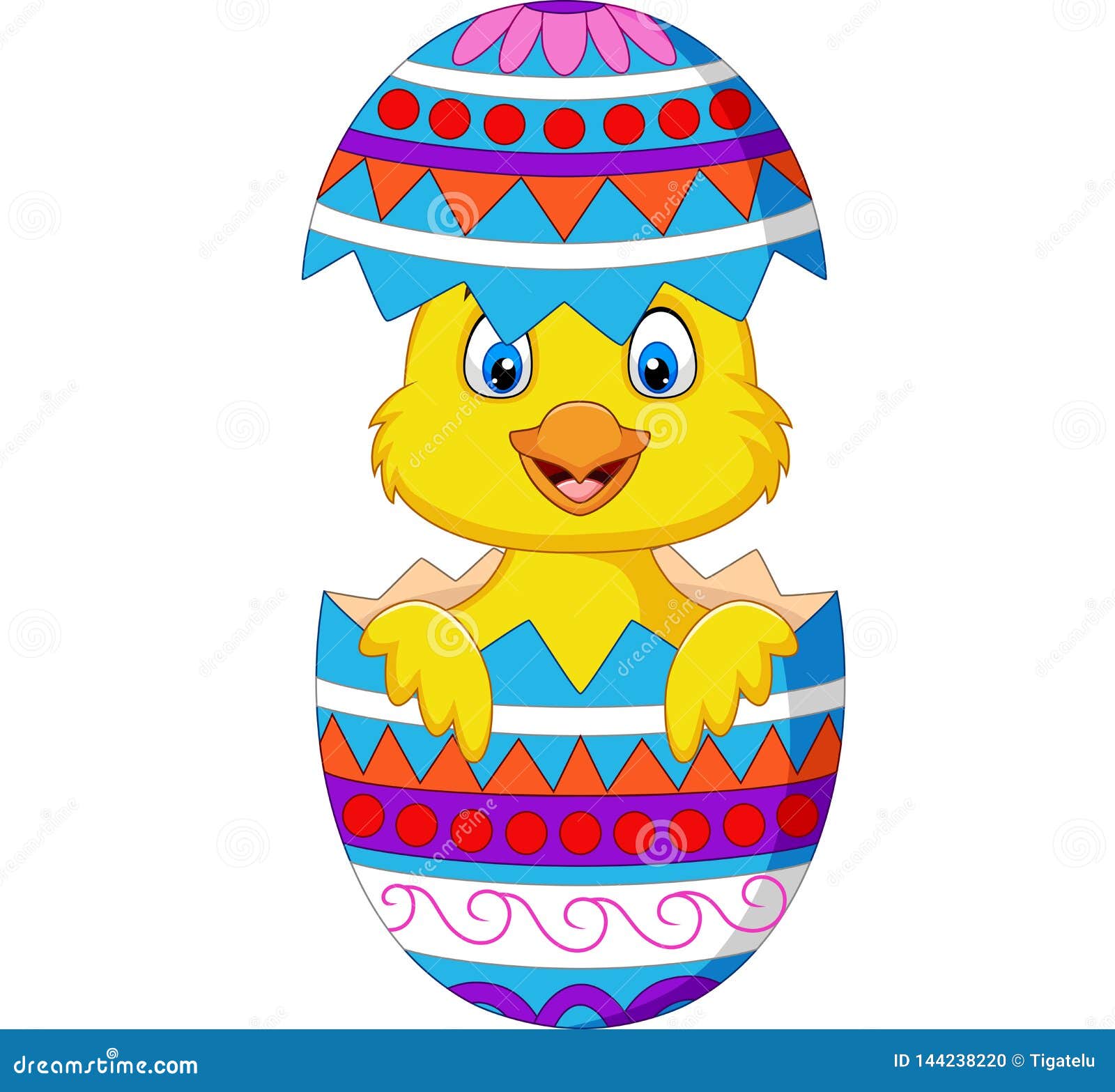 Cartoon Chick Comes Out from an Easter Egg Stock Vector - Illustration ...