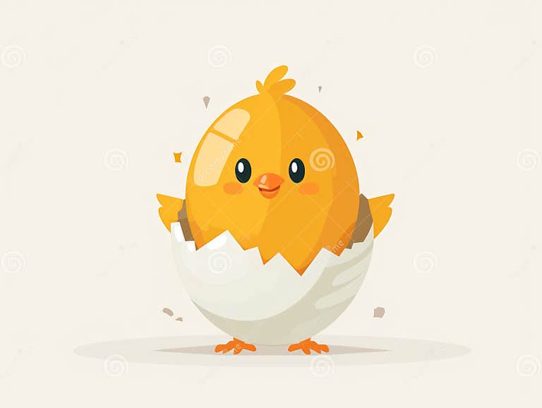 Cartoon Chick Hatching from Easter Egg on White Background AI Generated ...