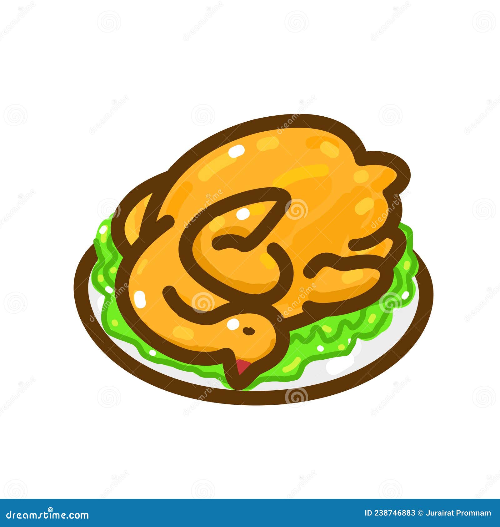 Cartoon Chicken on the Dish. Stock Illustration - Illustration of ...