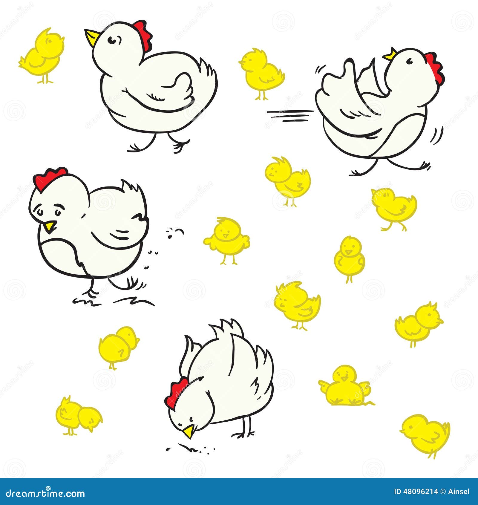 Cartoon chicken stock illustration. Illustration of collection - 48096214