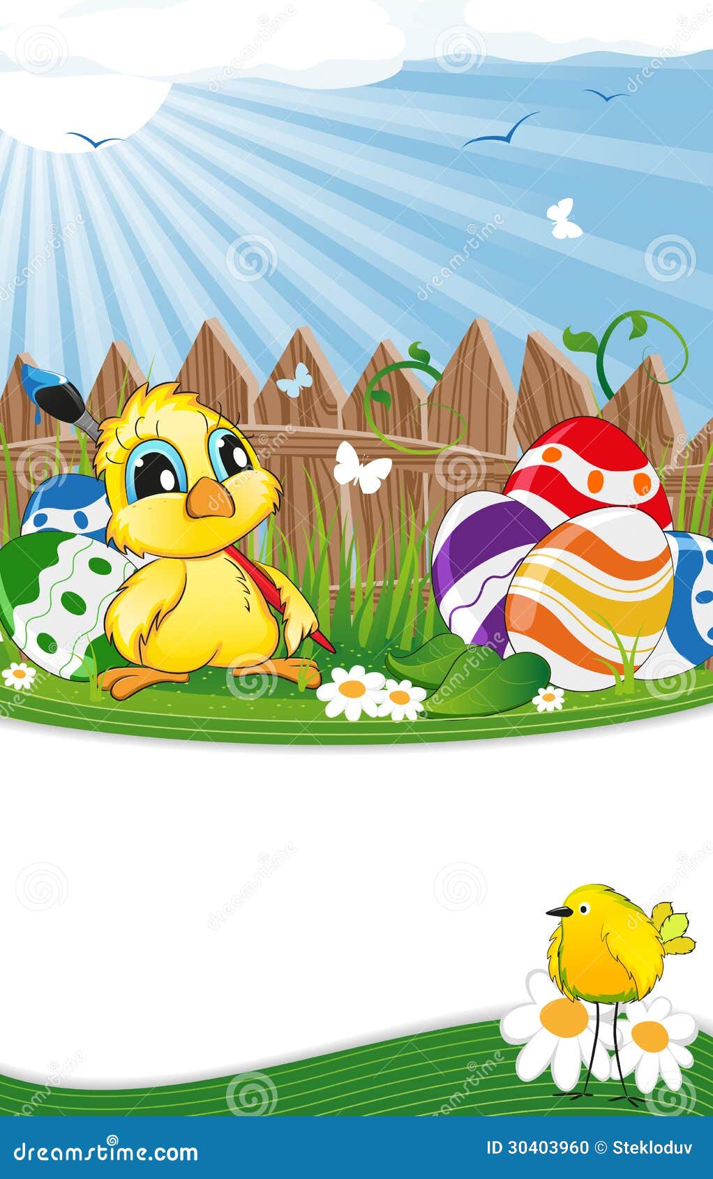 Cartoon Chicken and Easter Eggs Stock Vector - Illustration of baby ...