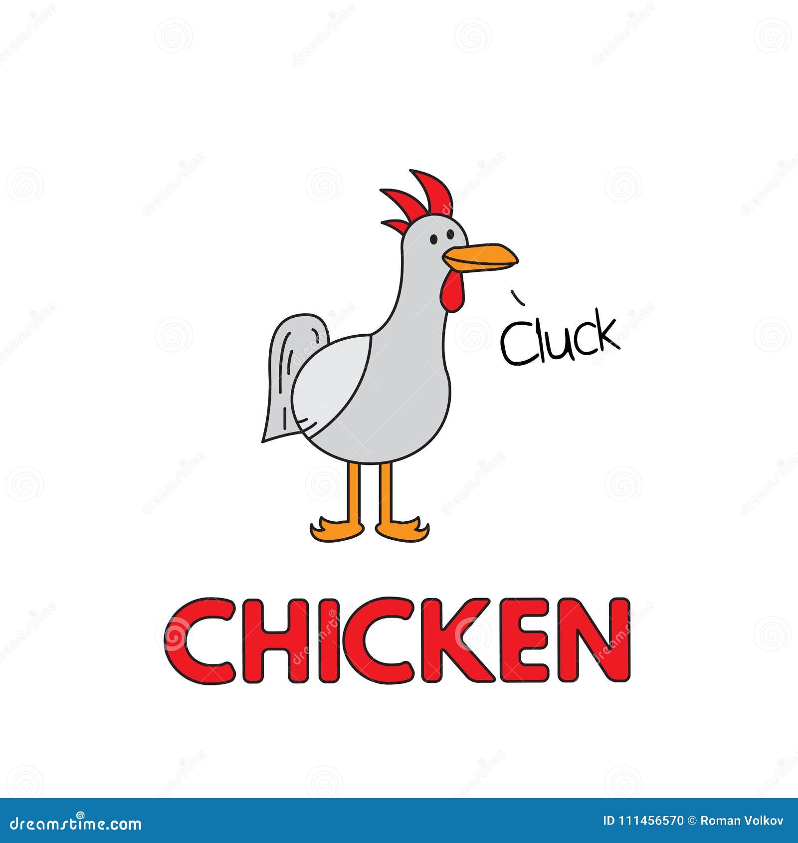 Cartoon Chicken Flashcard for Children Stock Vector - Illustration of ...
