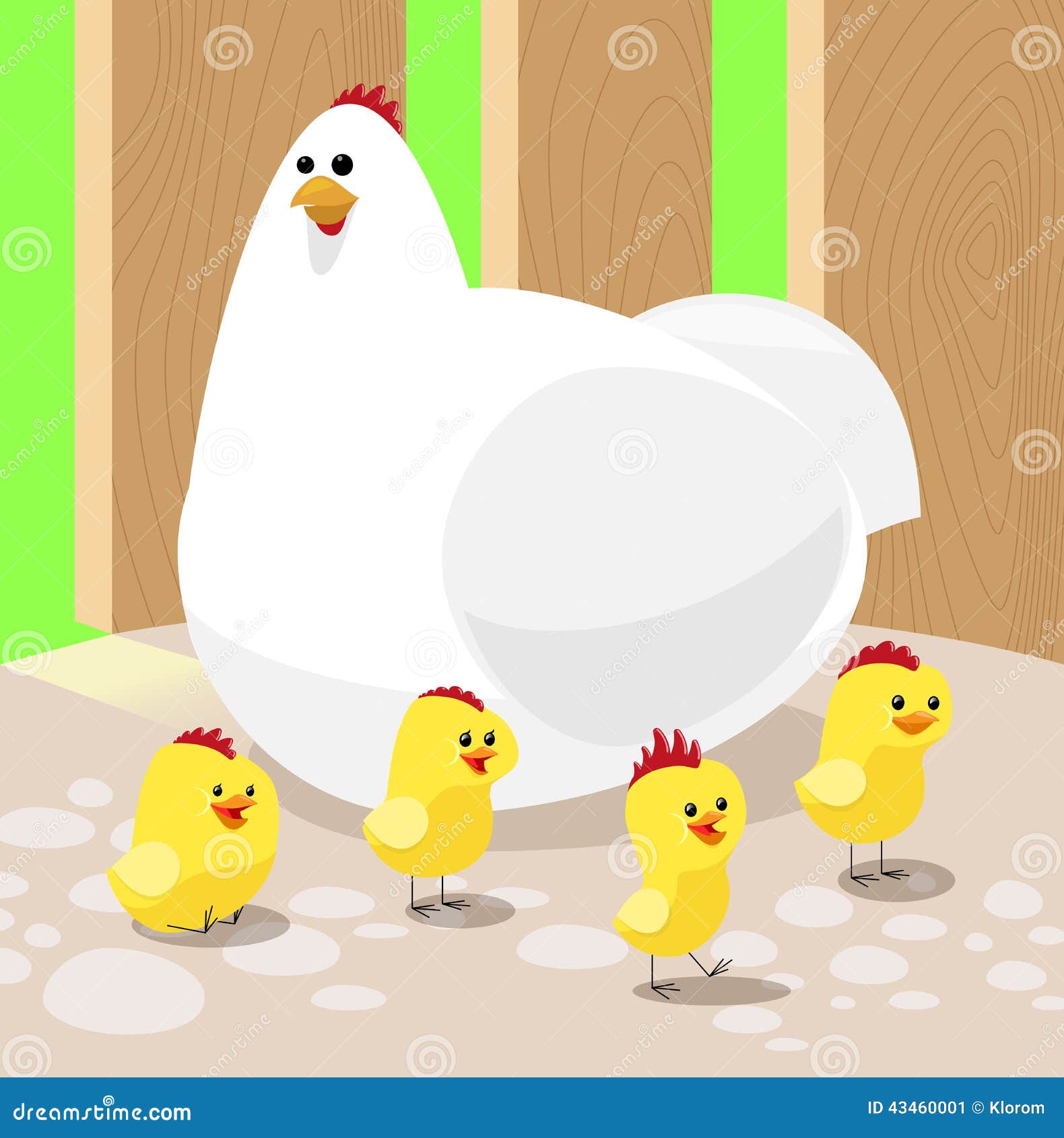 Cartoon Chicken With Four Chickens | CartoonDealer.com #43460001
