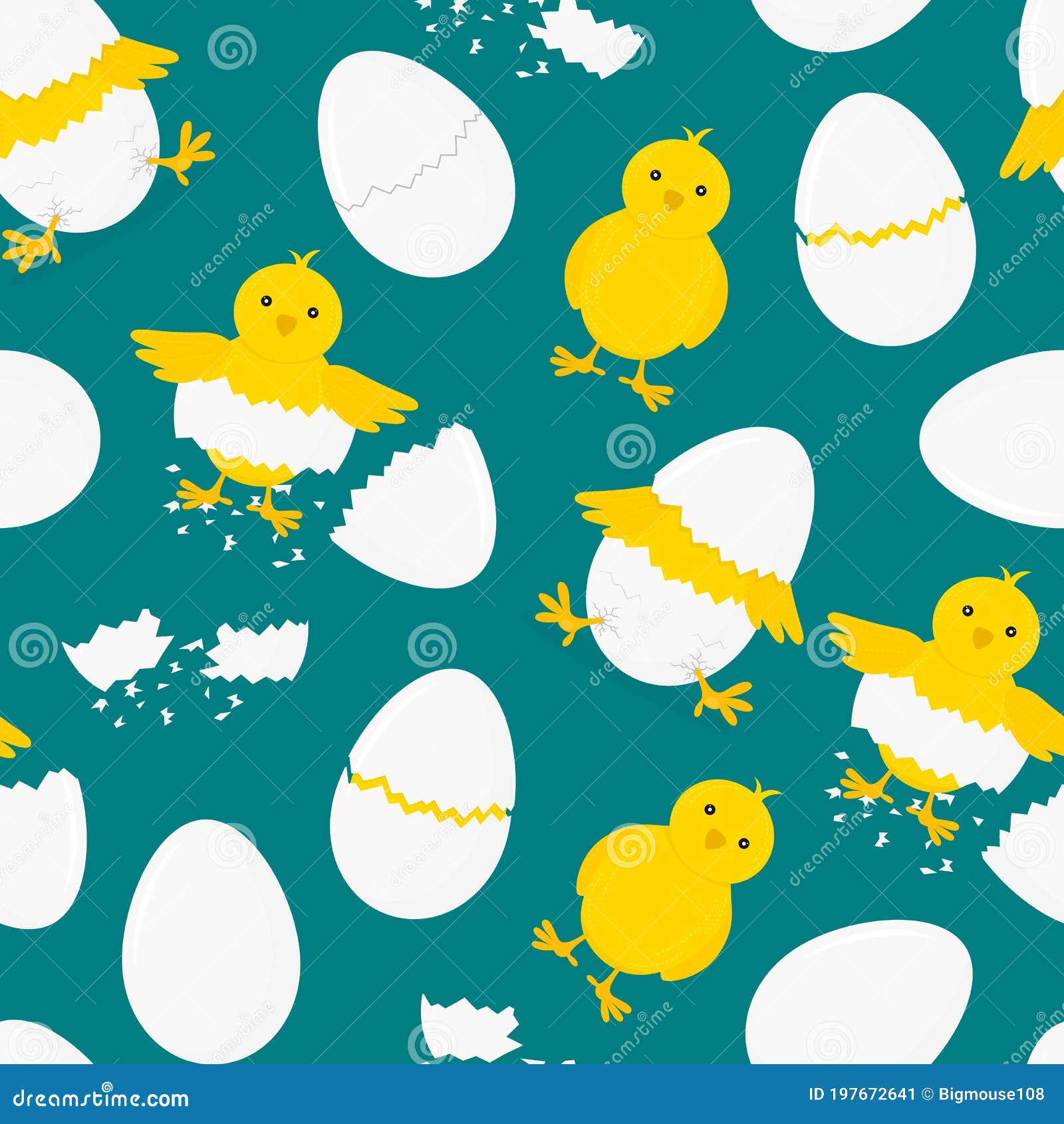 Cartoon Chicken Hatching Seamless Pattern Background. Vector Stock ...