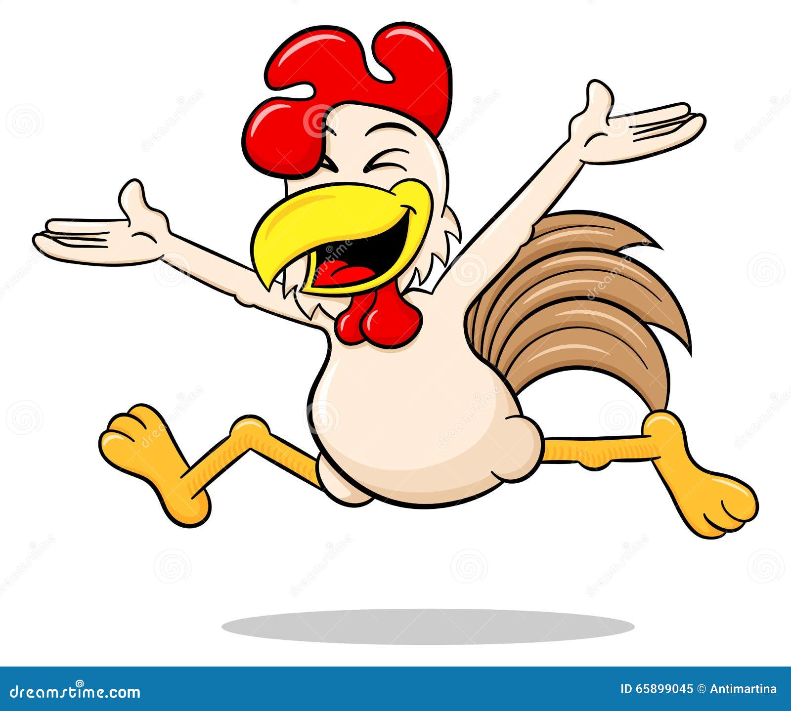 Cartoon Chicken Leaping for Joy Stock Vector - Illustration of rooster ...