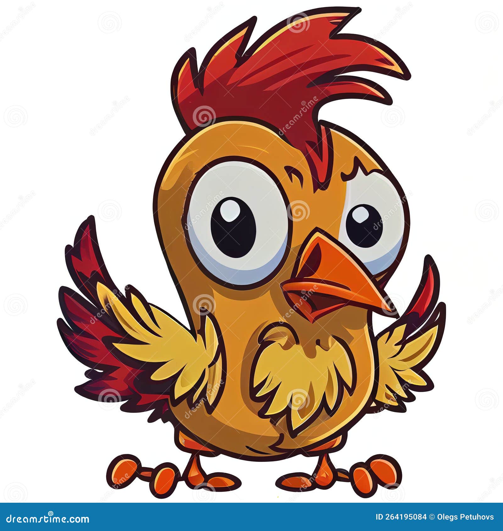 A Cartoon Chicken with a Red Mohawk and Big Eyes Stock Illustration ...