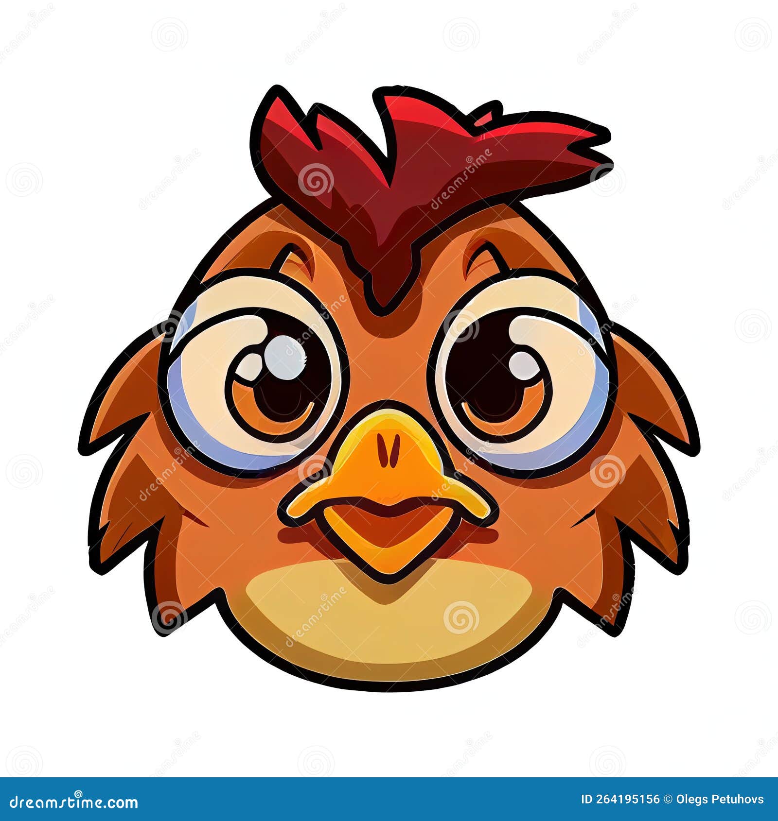 A Cartoon Chicken with a Red Mohawk and Big Eyes Stock Illustration ...