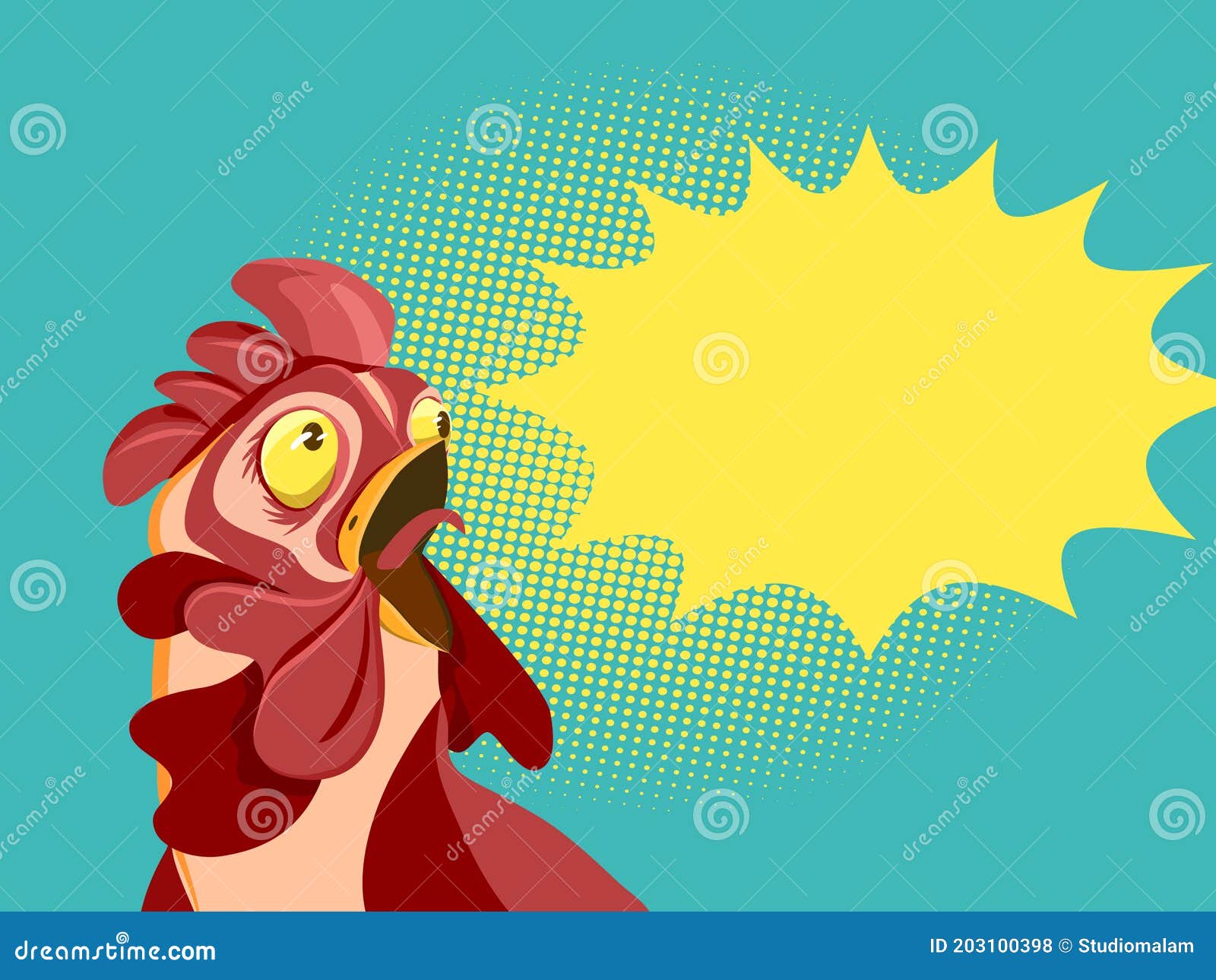 Cartoon Chicken Surprised Face with Speech Bubble Stock Vector ...