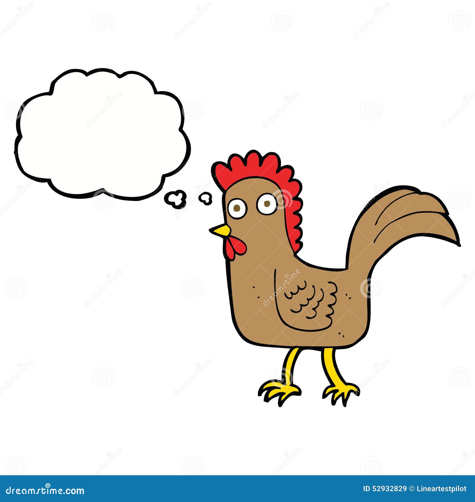 Cartoon Chicken with Thought Bubble Stock Illustration - Illustration ...