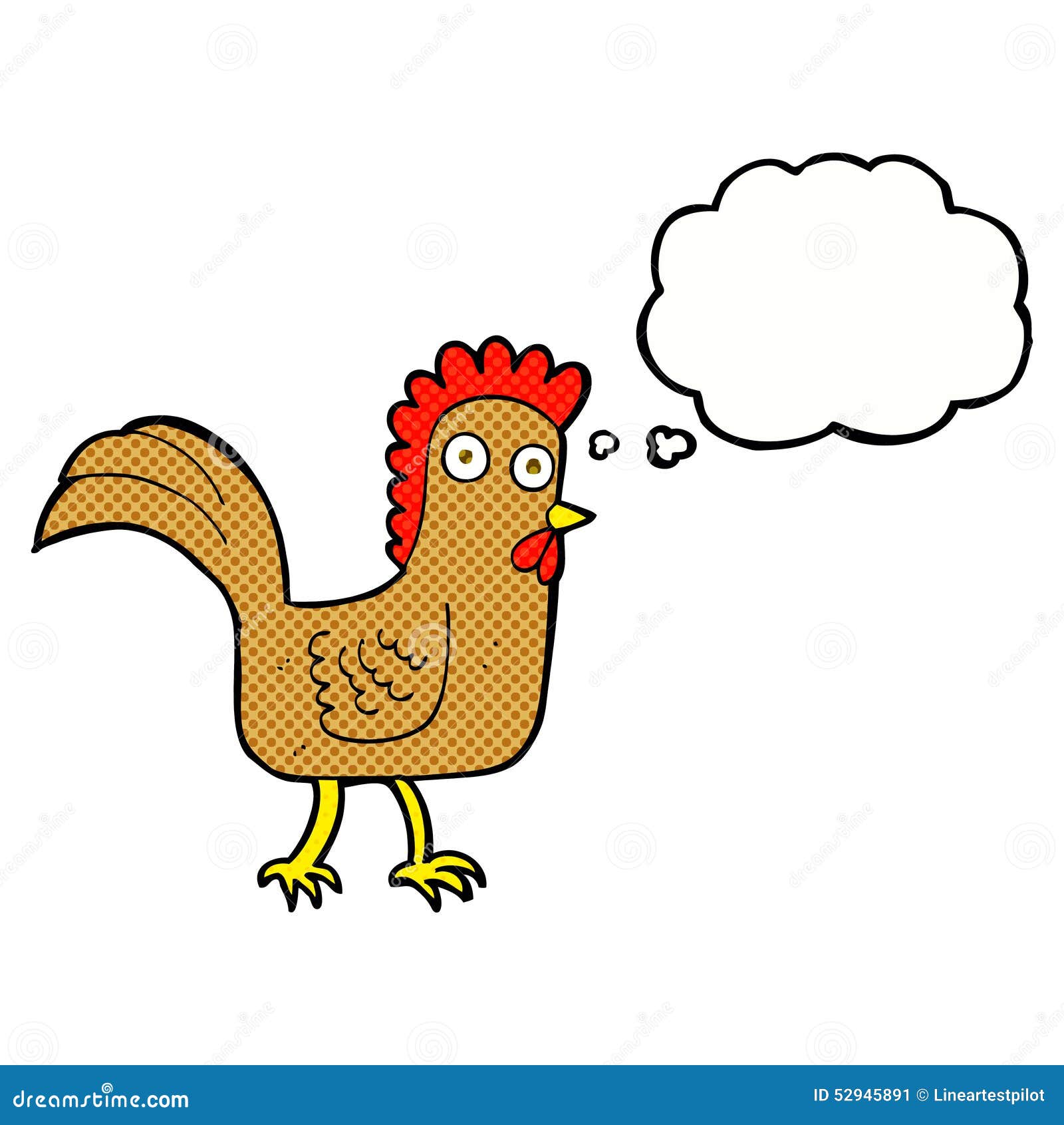 Cartoon Chicken with Thought Bubble Stock Illustration - Illustration ...