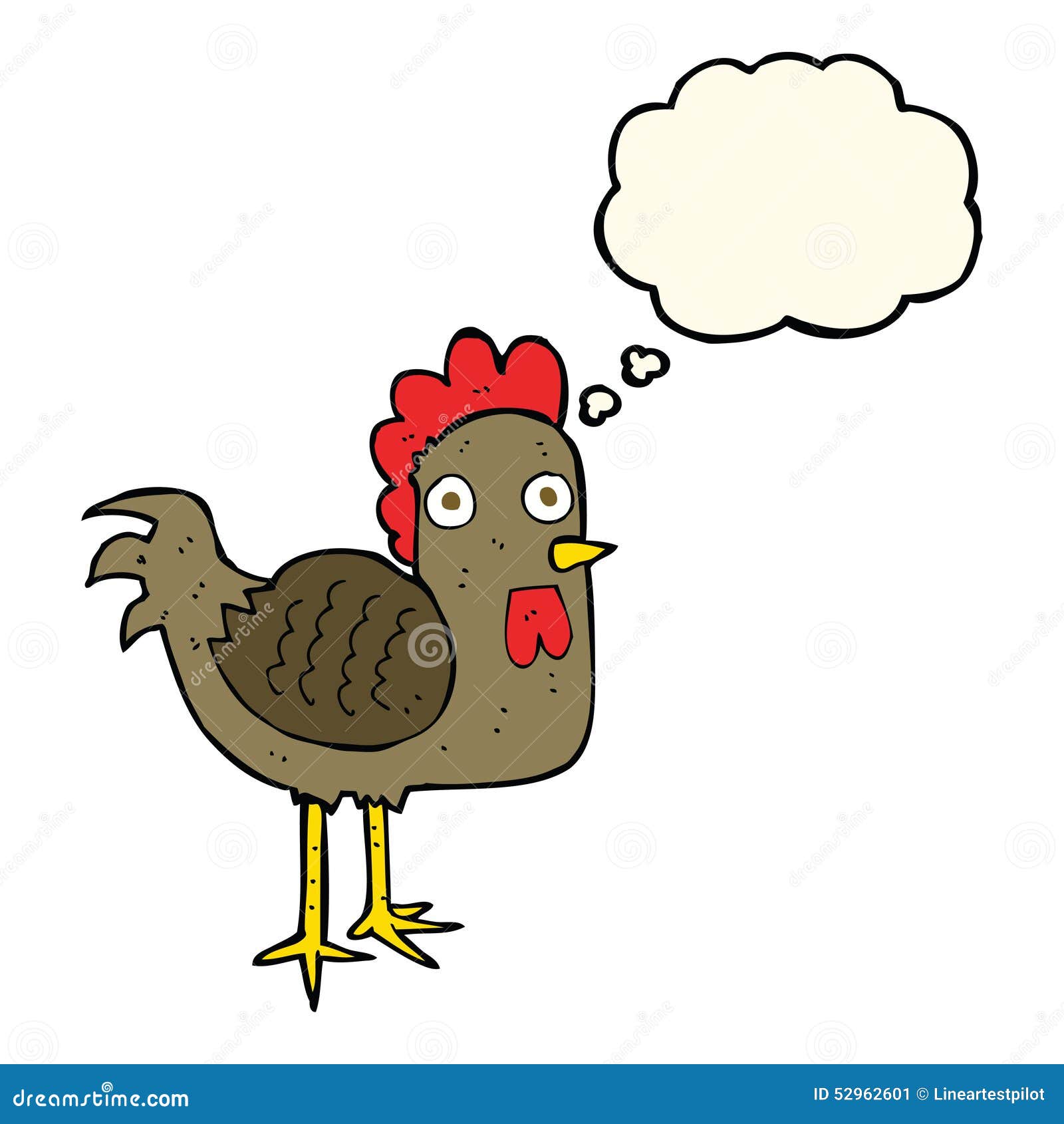 Cartoon Chicken with Thought Bubble Stock Illustration - Illustration ...