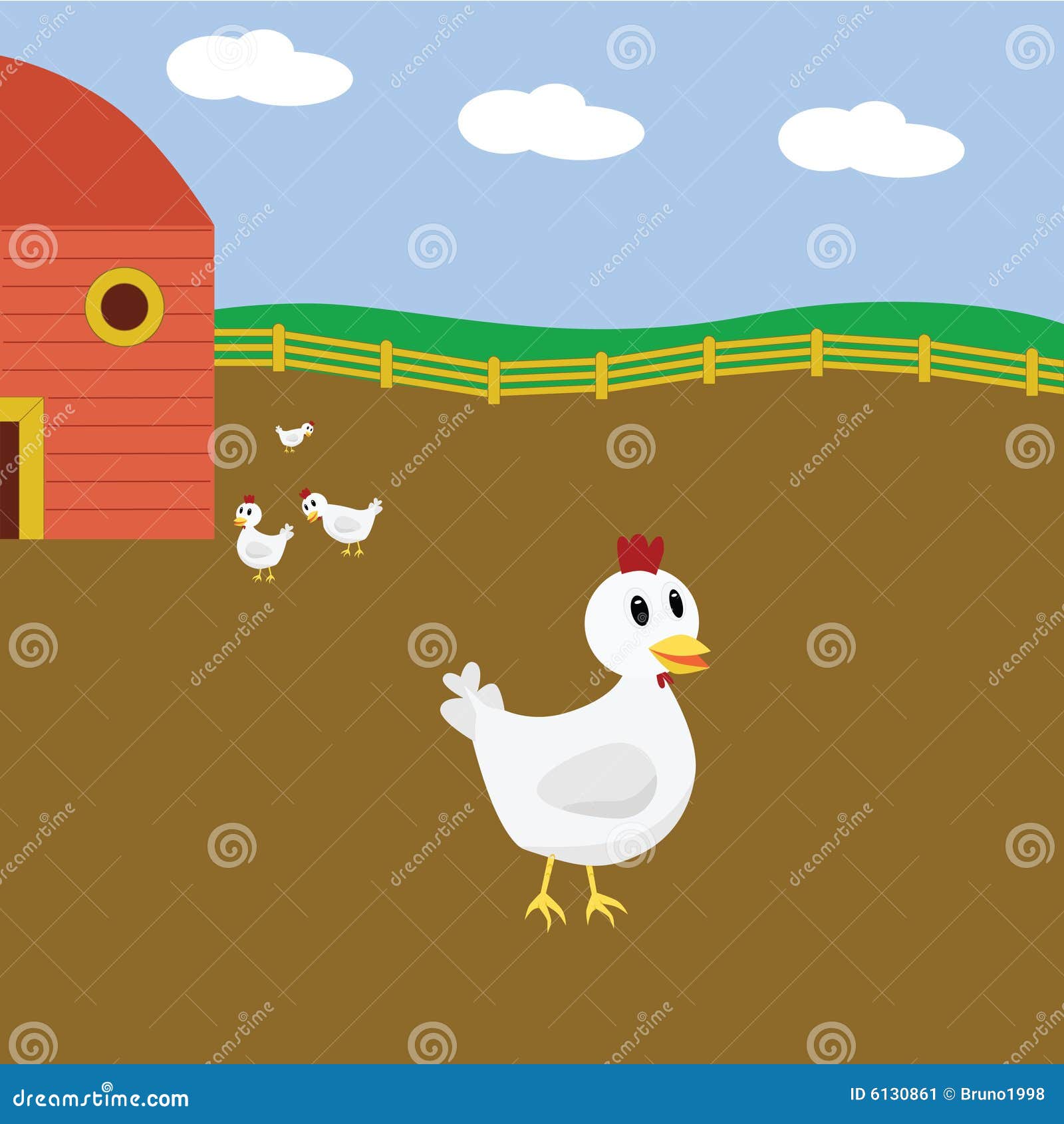 Cartoon chickens on farm stock vector. Illustration of earth - 6130861