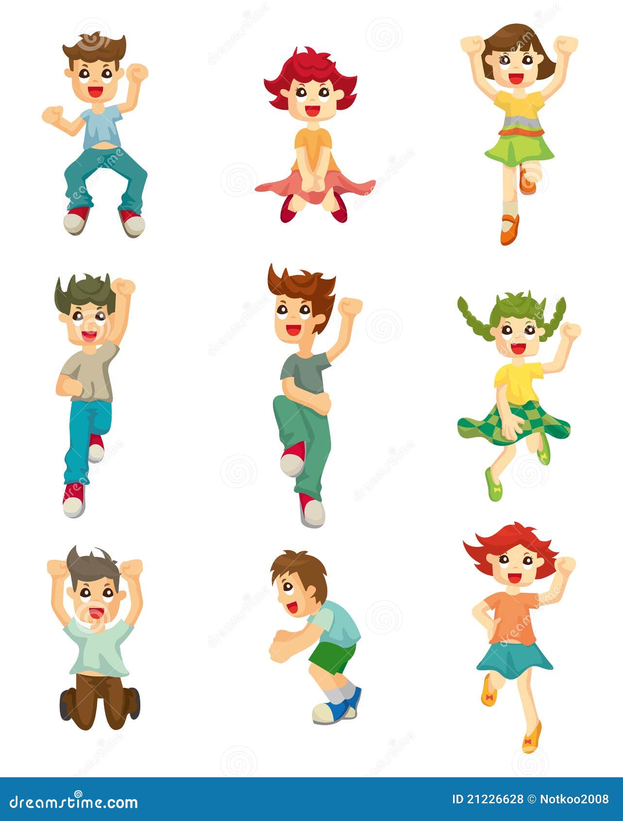 Cartoon child jump icons stock vector. Illustration of baby - 21226628